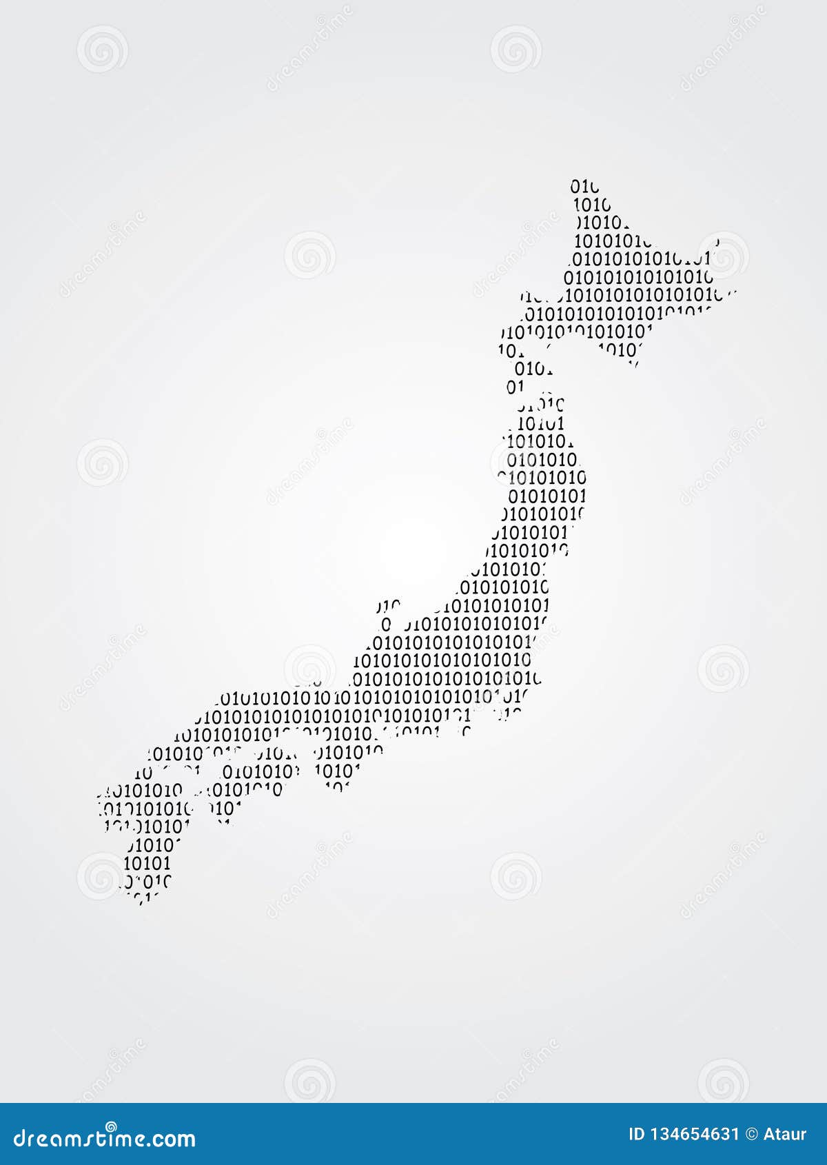 Japan Vector Map Illustration Using Binary Codes On White Background To ...
