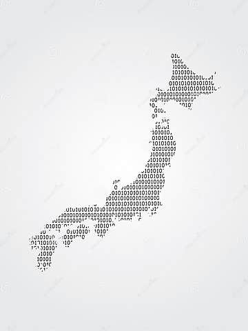 Japan Vector Map Illustration Using Binary Codes on White Background To ...