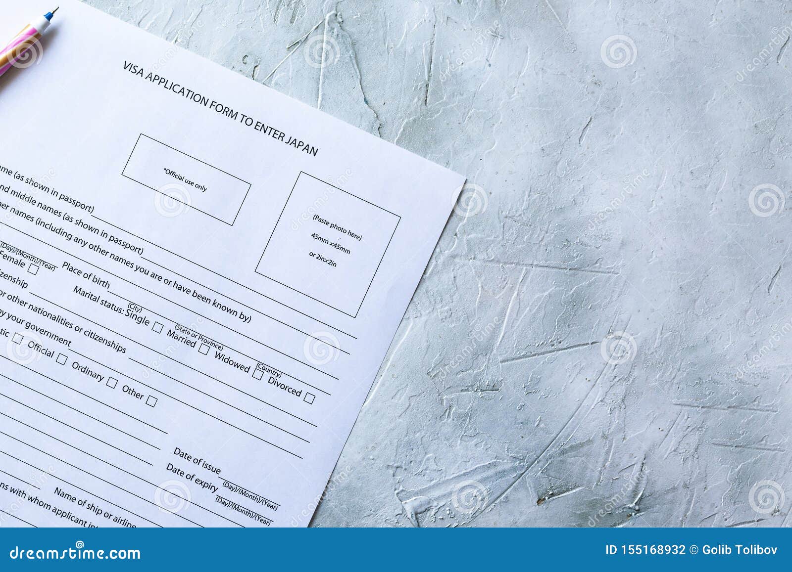 Japan Visa Application Form Stock Photo - Image of foreign, documents ...