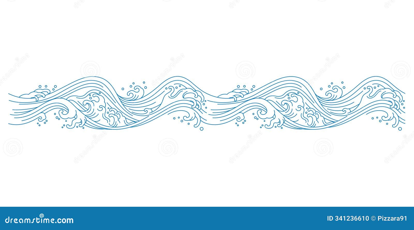 Japan Waves Line Art Seamless Pattern Stock Illustration - Illustration ...