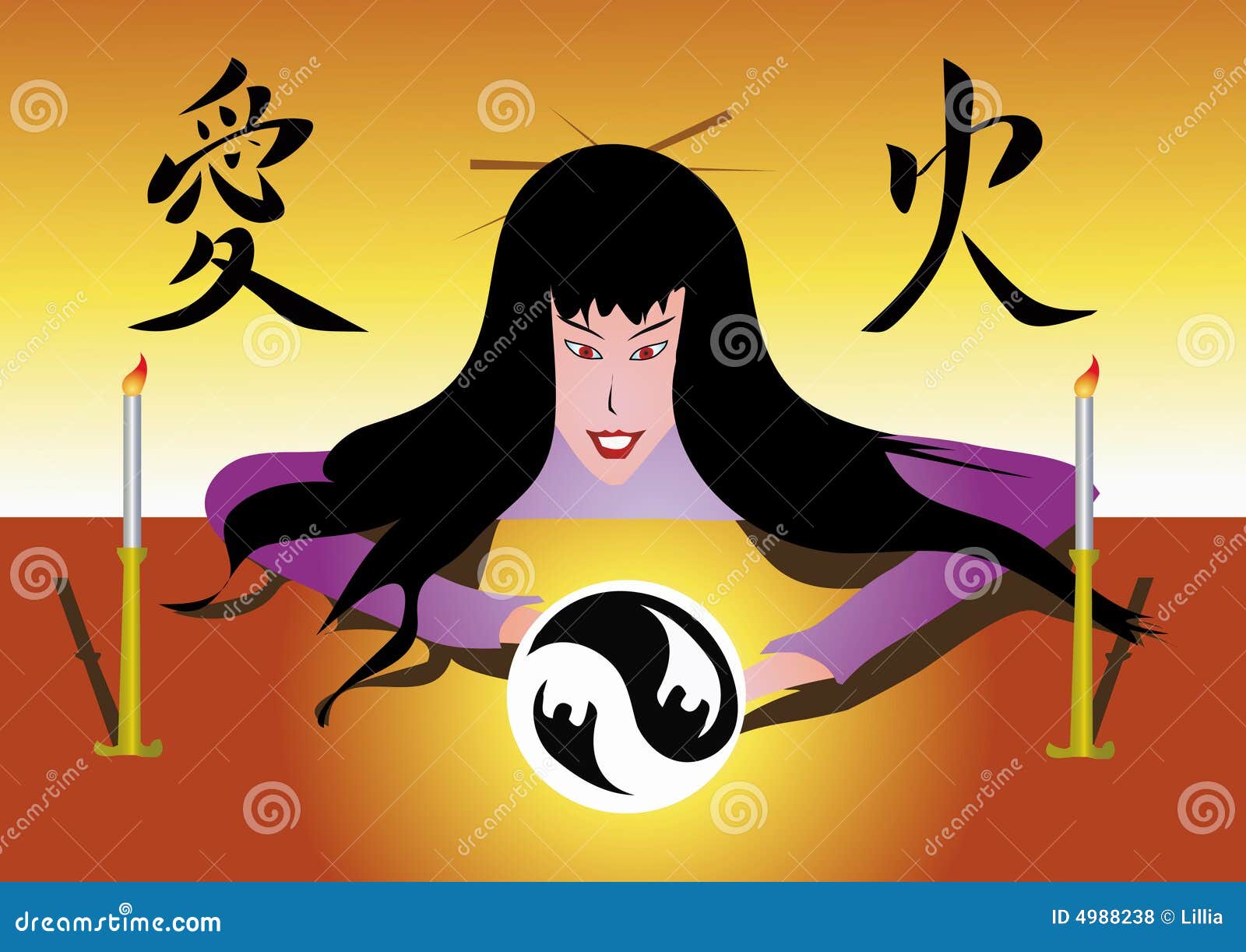 Japan witch stock vector. Illustration of calligraphy - 4988238