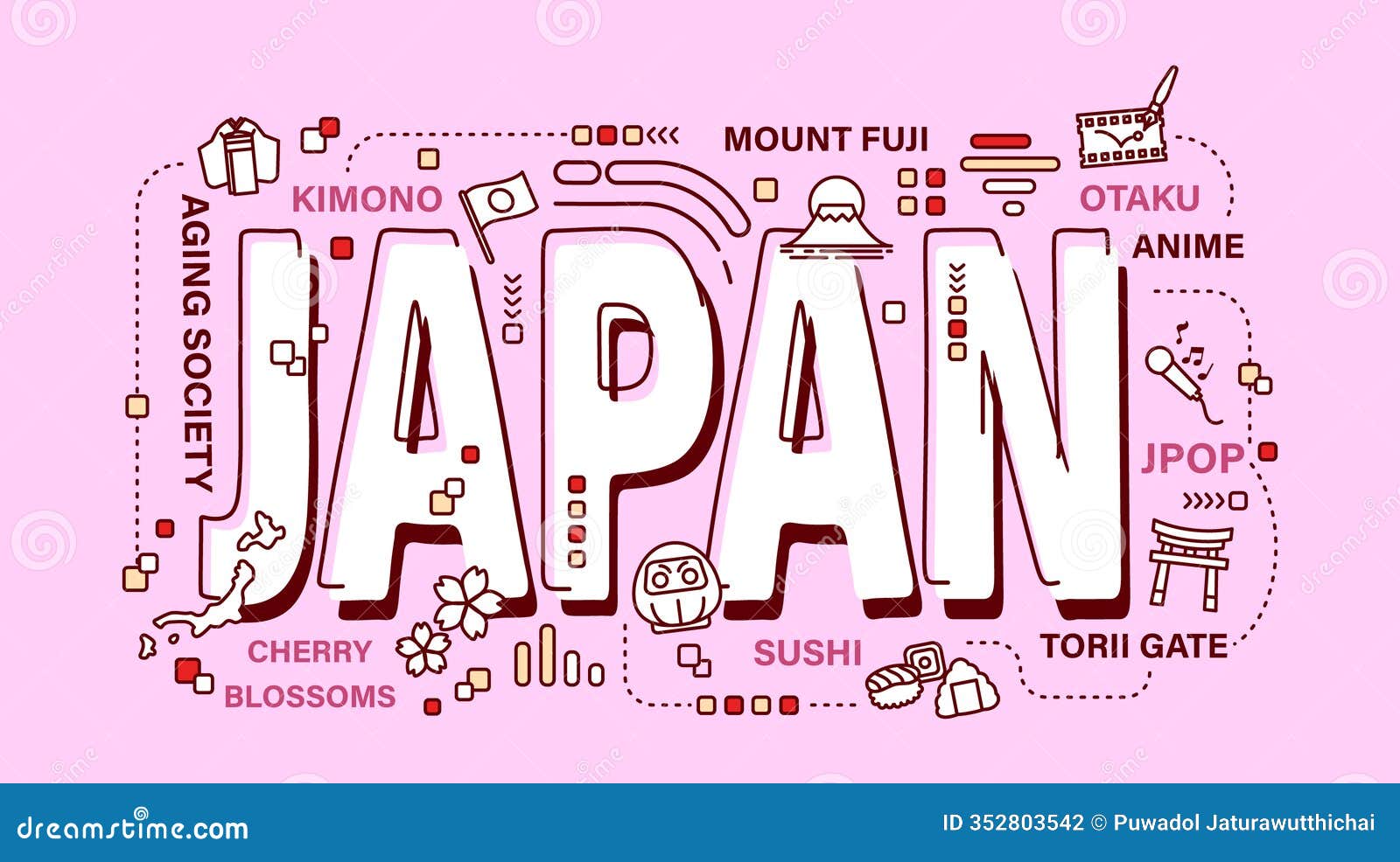 Japan Word With Flag Texture Stock Photography | CartoonDealer.com ...