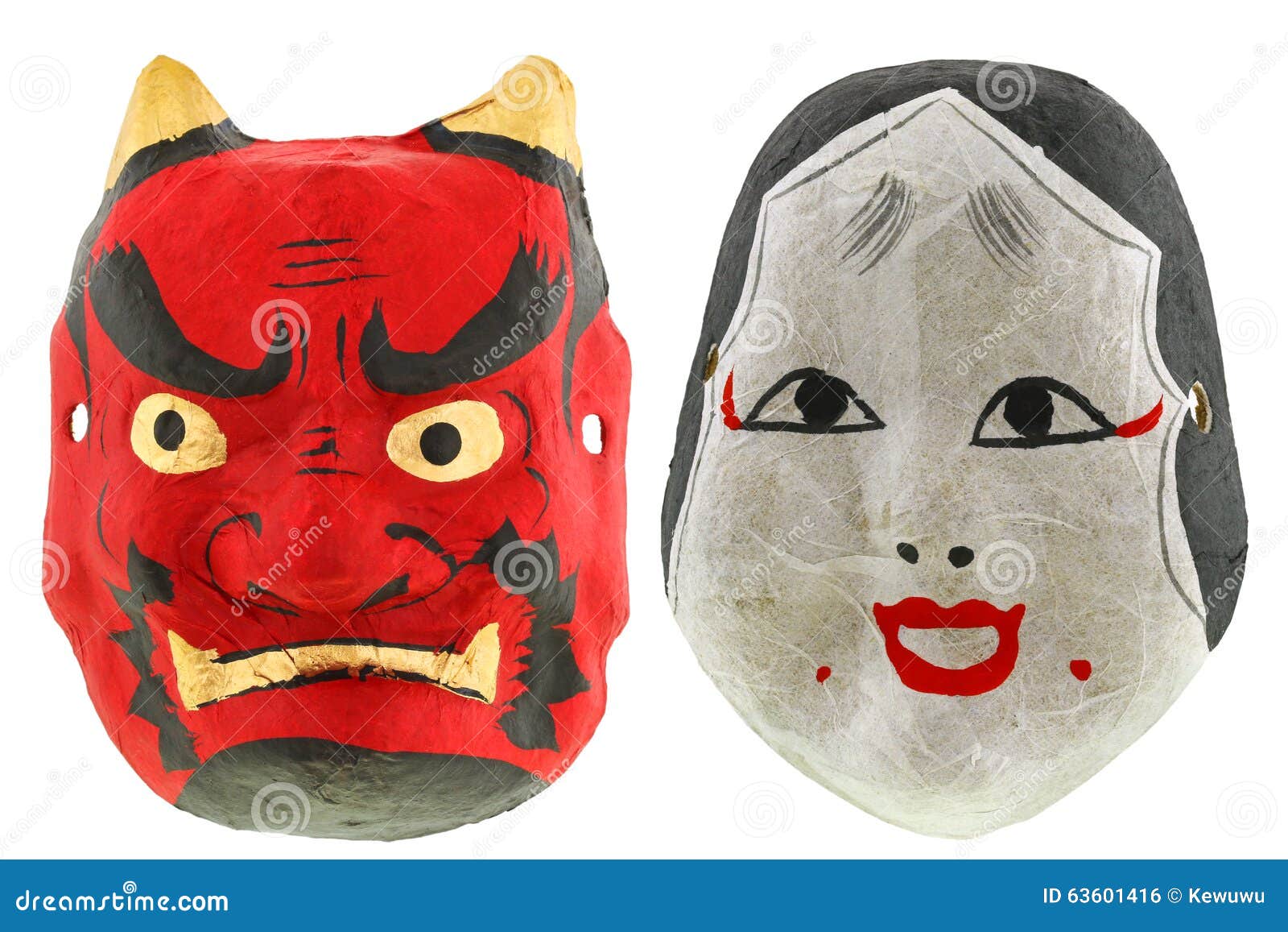 Japanen Maskerar Den Traditionella Teatern Arkivfoto - Bild av demon ...