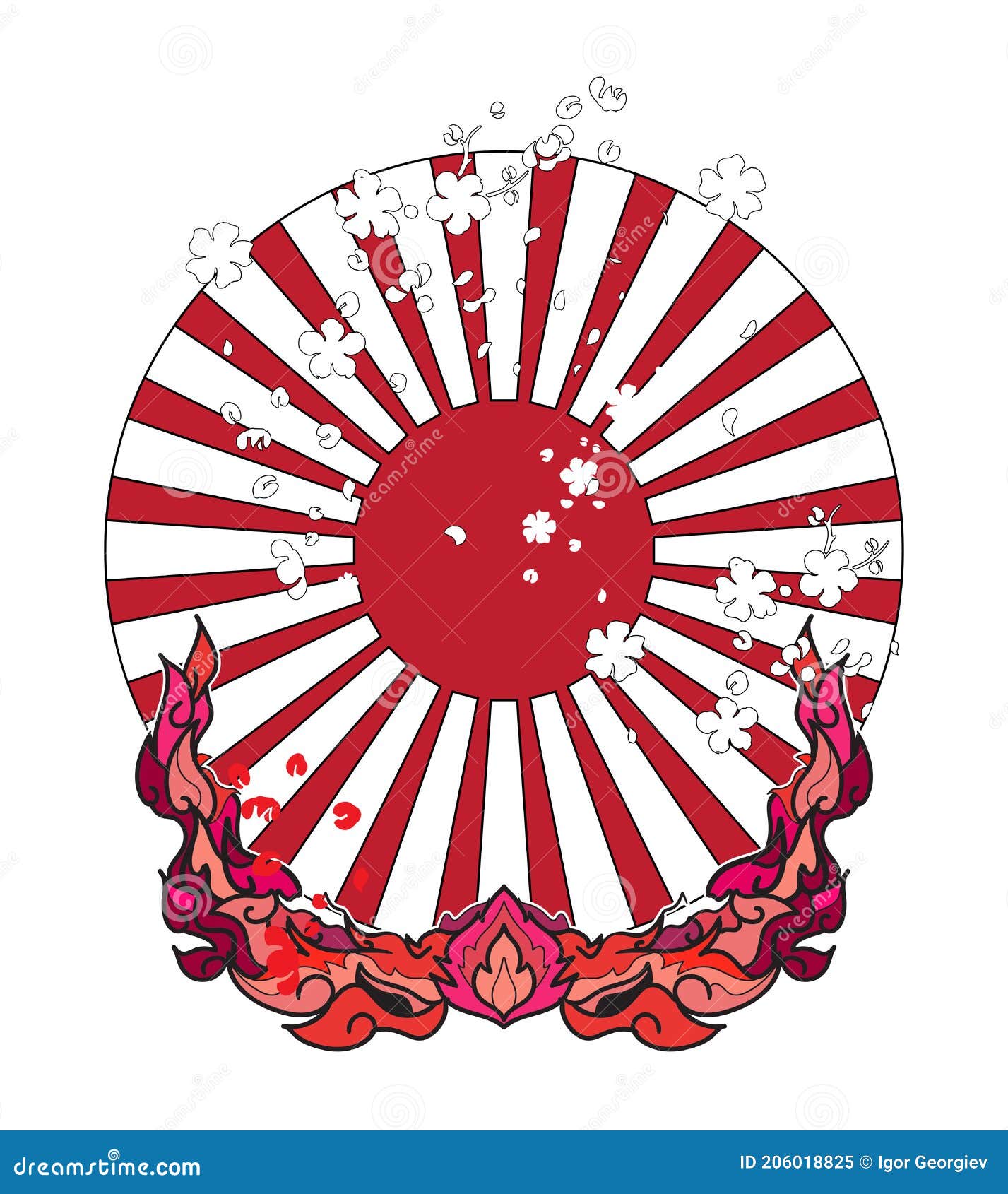 Japanese Background Wallpaper. Set of Labels and Elements. Vector Set ...