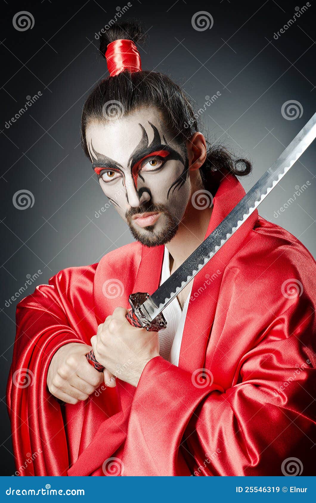 Japanese actor with sword stock image. Image of antique - 25546319