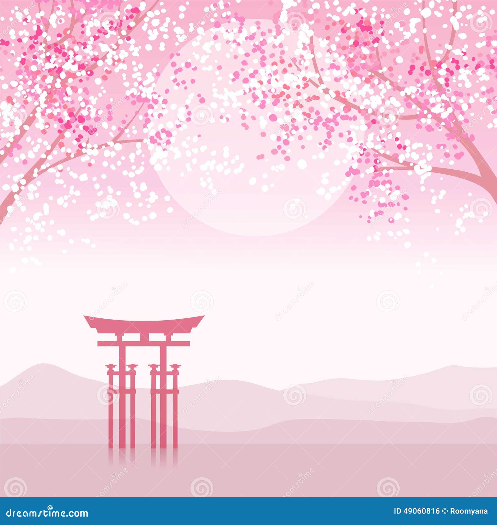 Japanese Animation Landscape. Stock Vector - Illustration of gate ...
