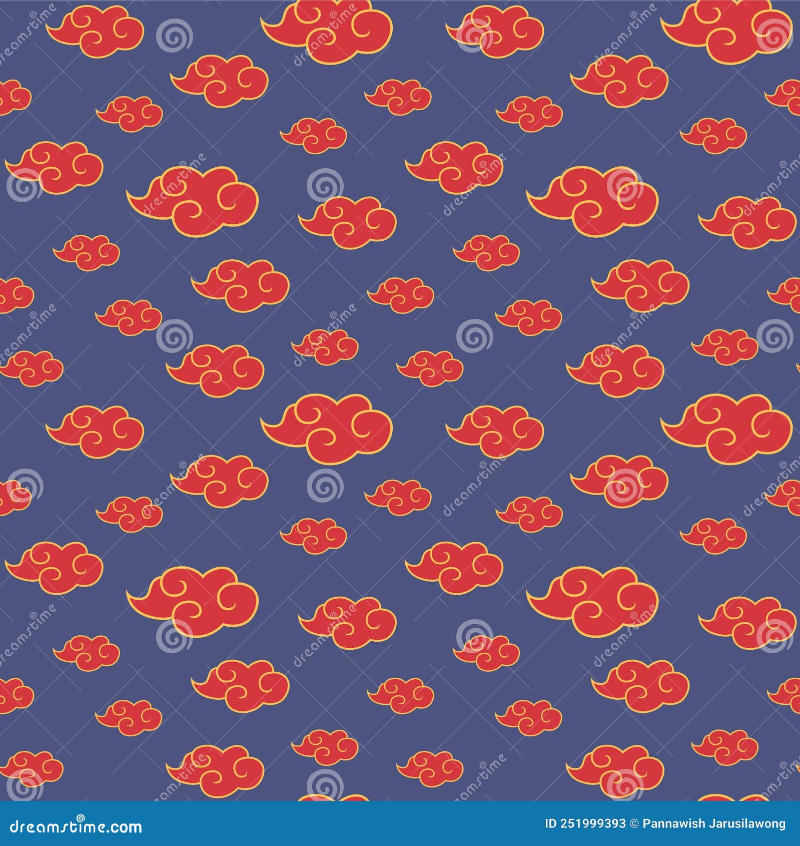 Japanese Art Cloud Motif Vector Seamless Pattern Stock Vector ...