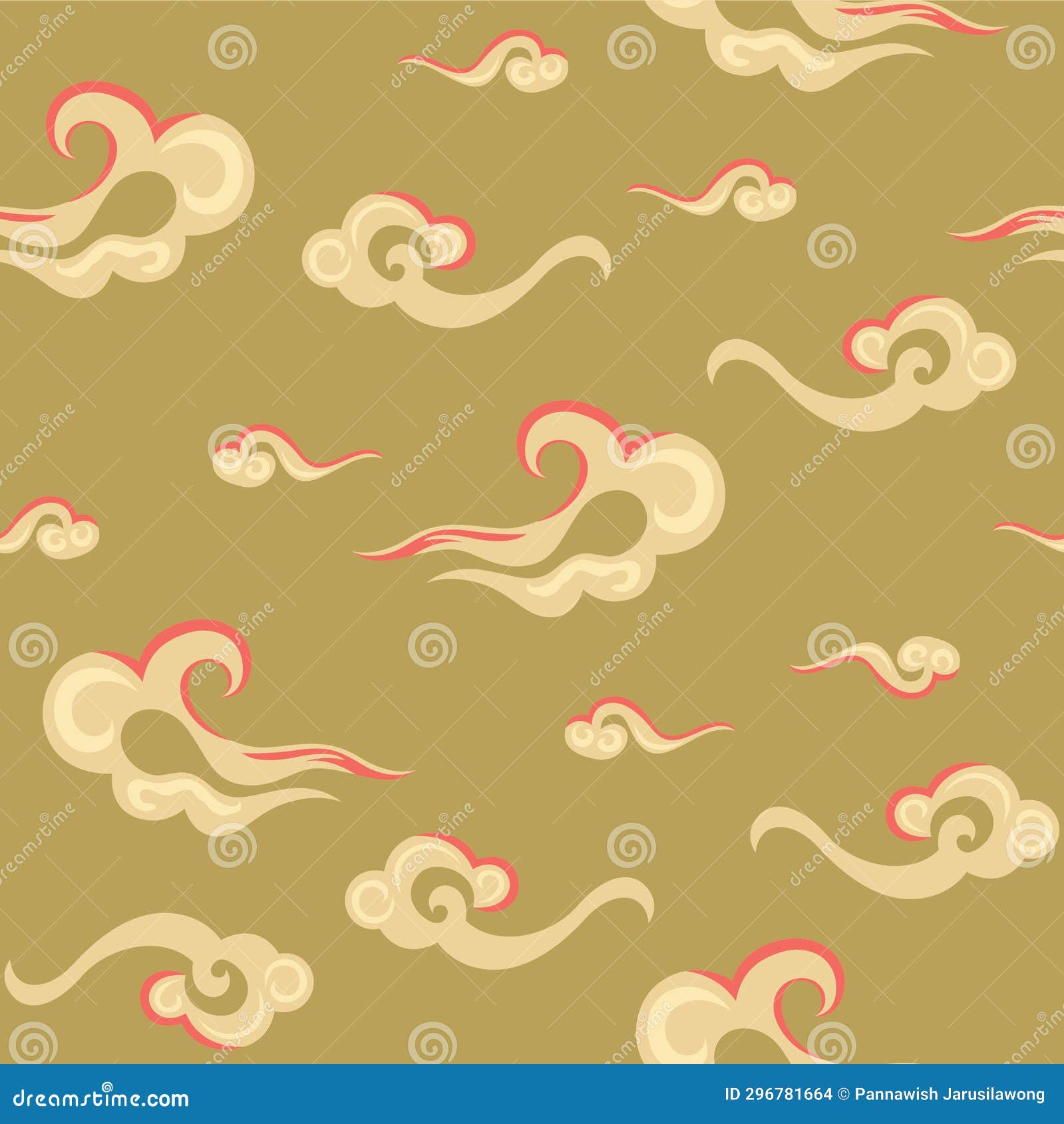Japanese Art Cloud Vector Seamless Pattern Stock Vector - Illustration ...