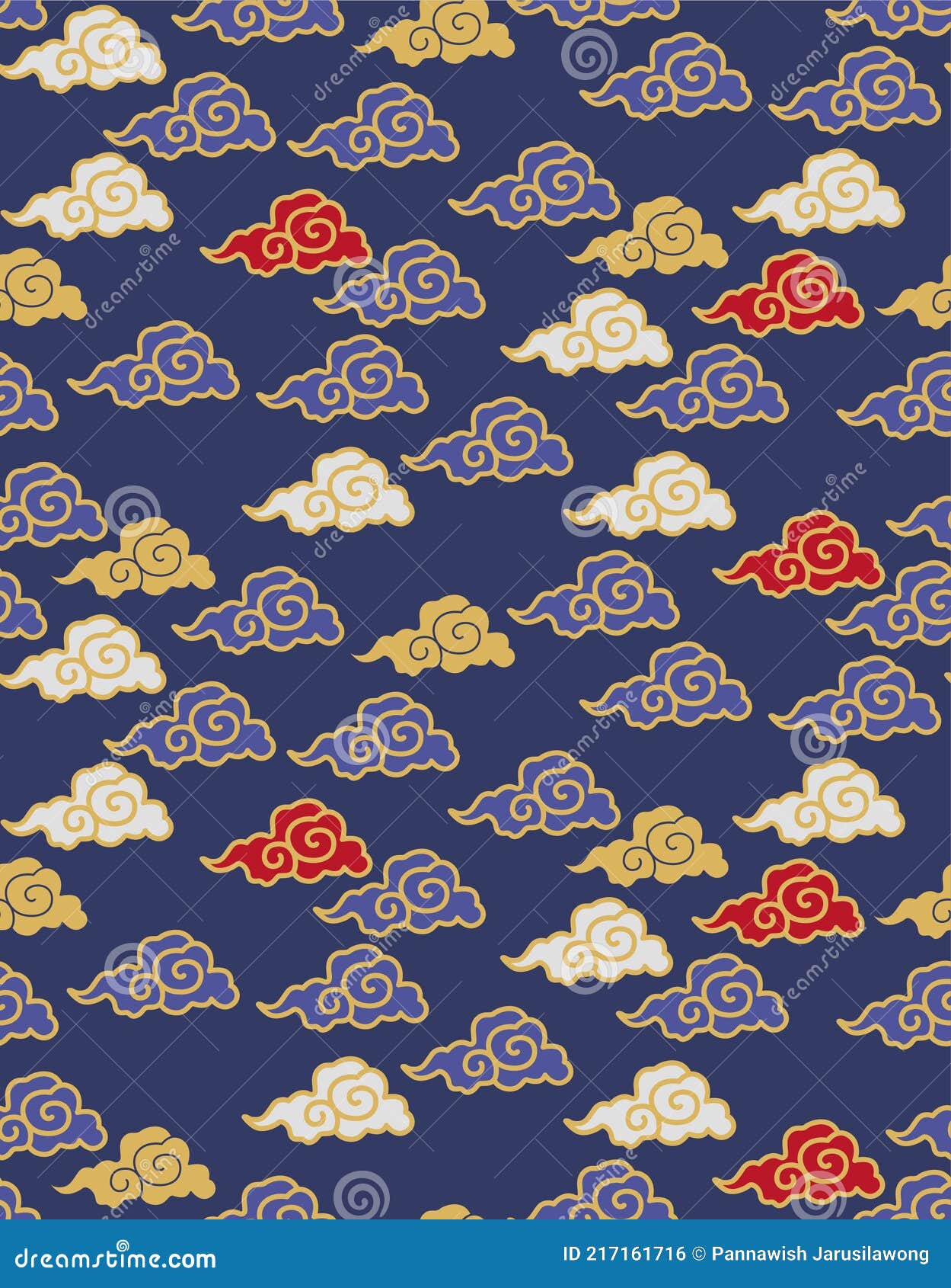 Japanese Art Cloud Vector Seamless Pattern Stock Vector - Illustration ...
