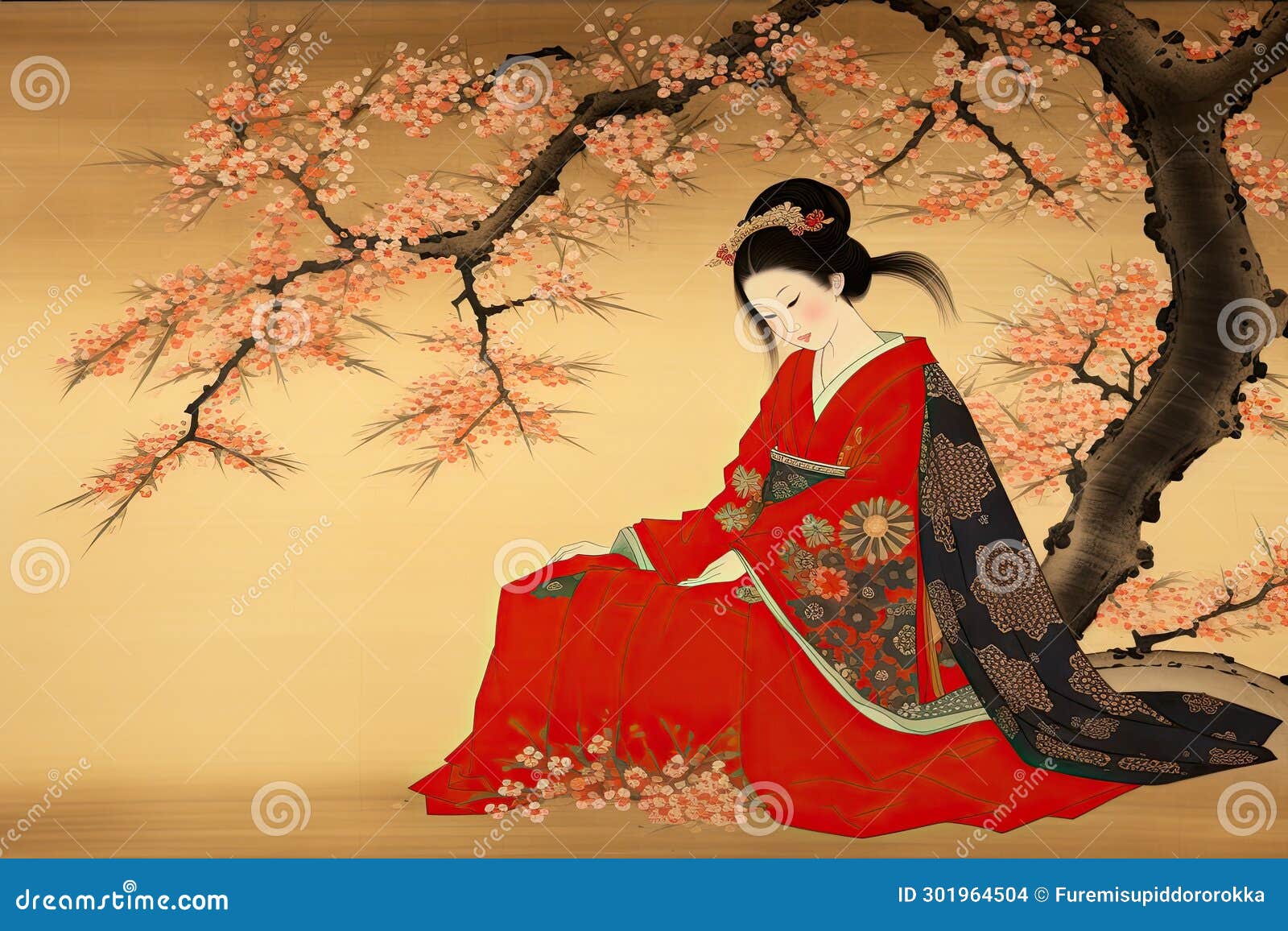 Japanese Art Female Edo Period Stock Illustration Illustration Of Element Artistic 301964504