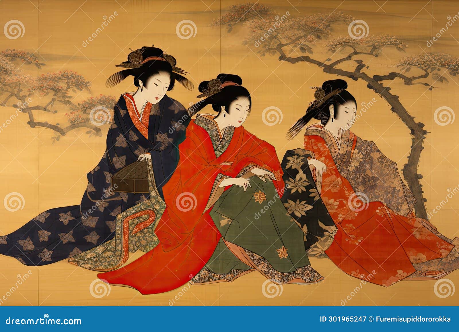 Japanese Art Female Edo Period Stock Illustration Illustration Of Face Chinese 301965247