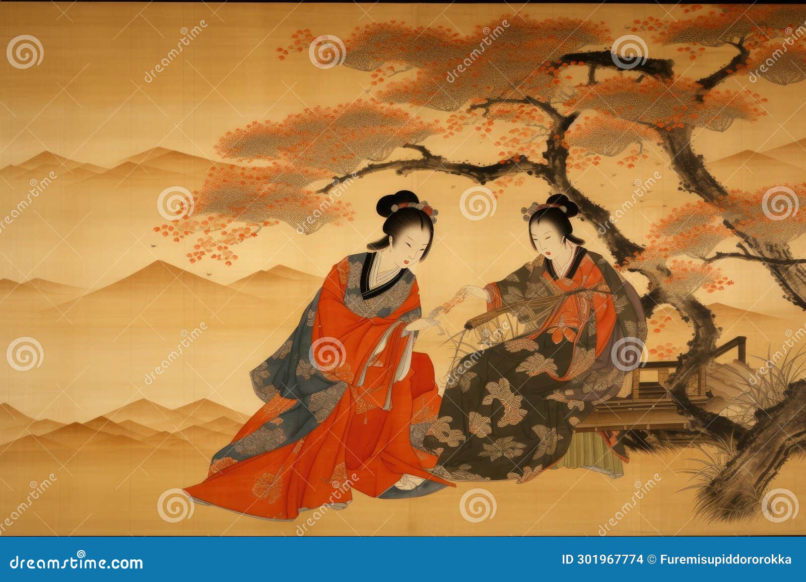 Japanese Art Female Edo Period Stock Illustration Illustration Of Female Decorative 301967774