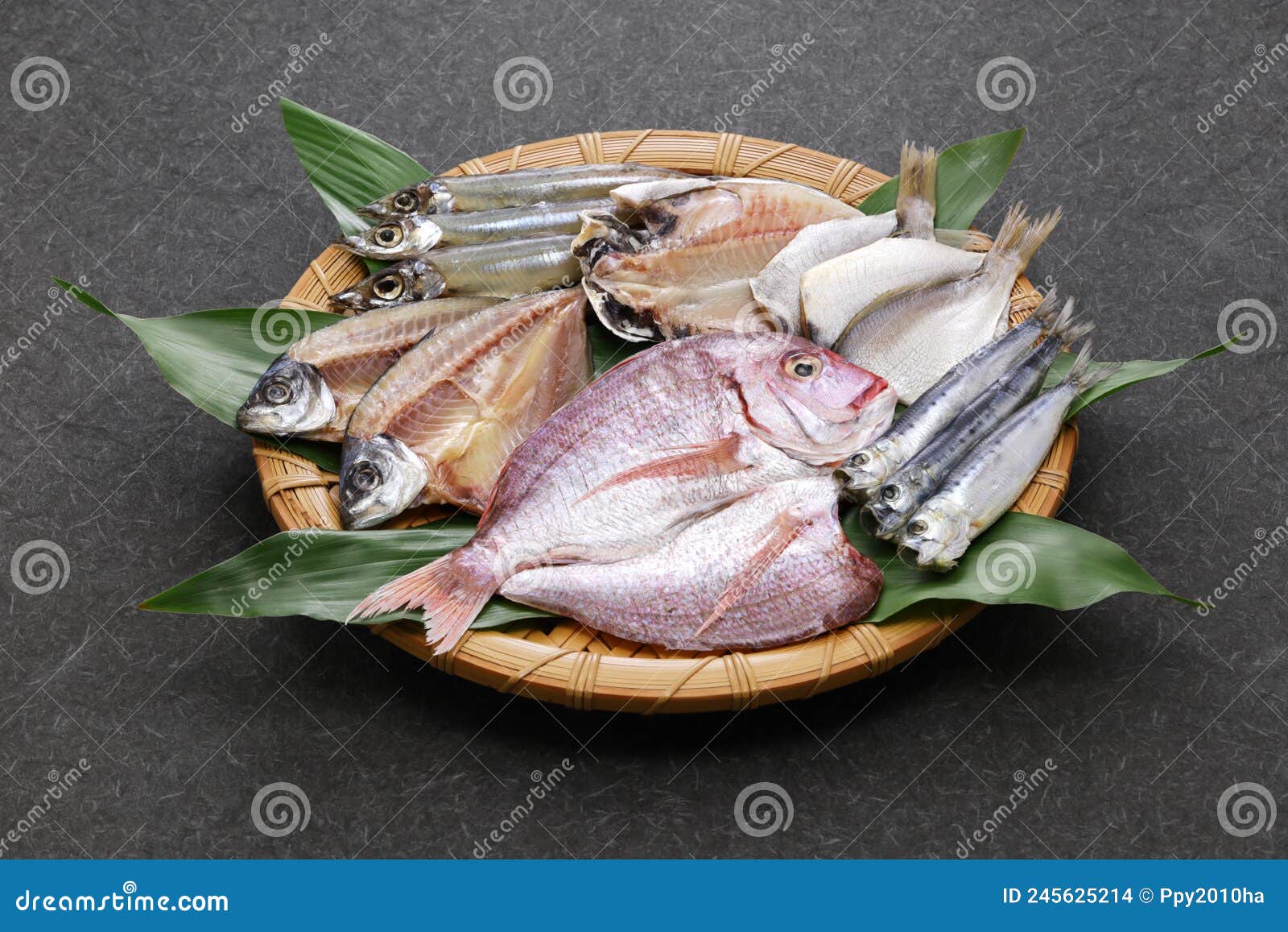 Japanese Assorted Dried Fish Stock Photo - Image of sardine, butterfish ...