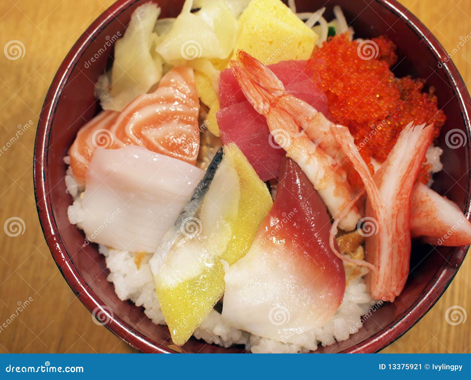 Japanese Assorted Sashimi Rice Bowl Stock Image - Image of supper, food ...
