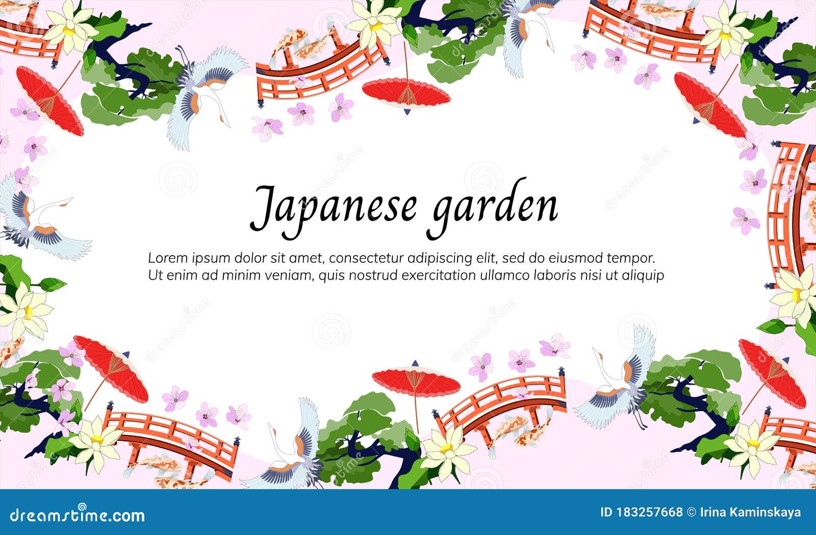 Japanese Banner with a Pattern of National Symbols. Vector Illustration ...