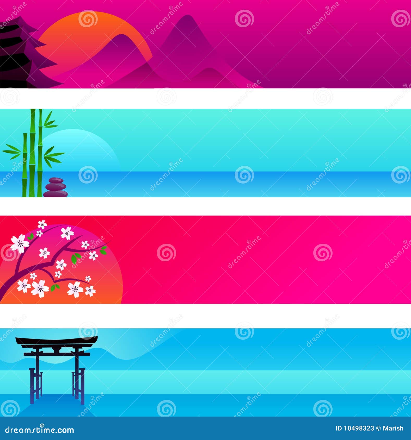 Japanese Set For Banners And Travel Posters. Vector Illustration Of A ...