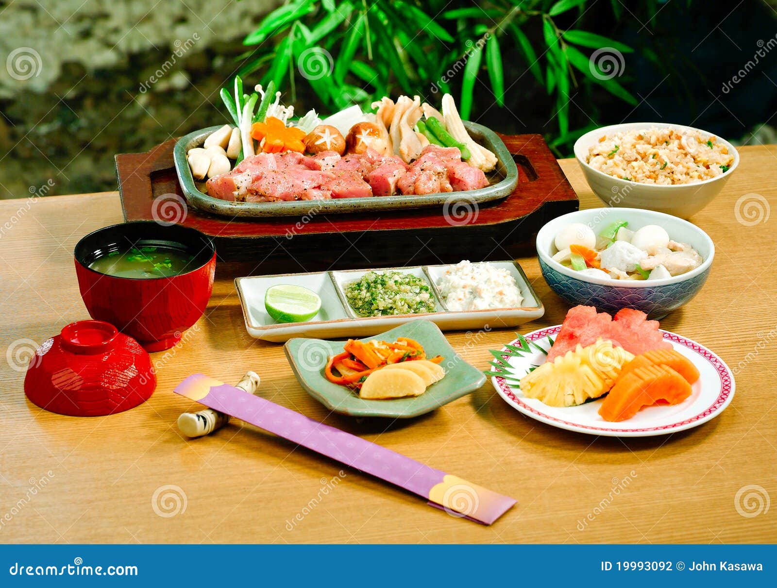 Japanese Beef Steak Set Menu Stock Photo - Image of food, preparation ...