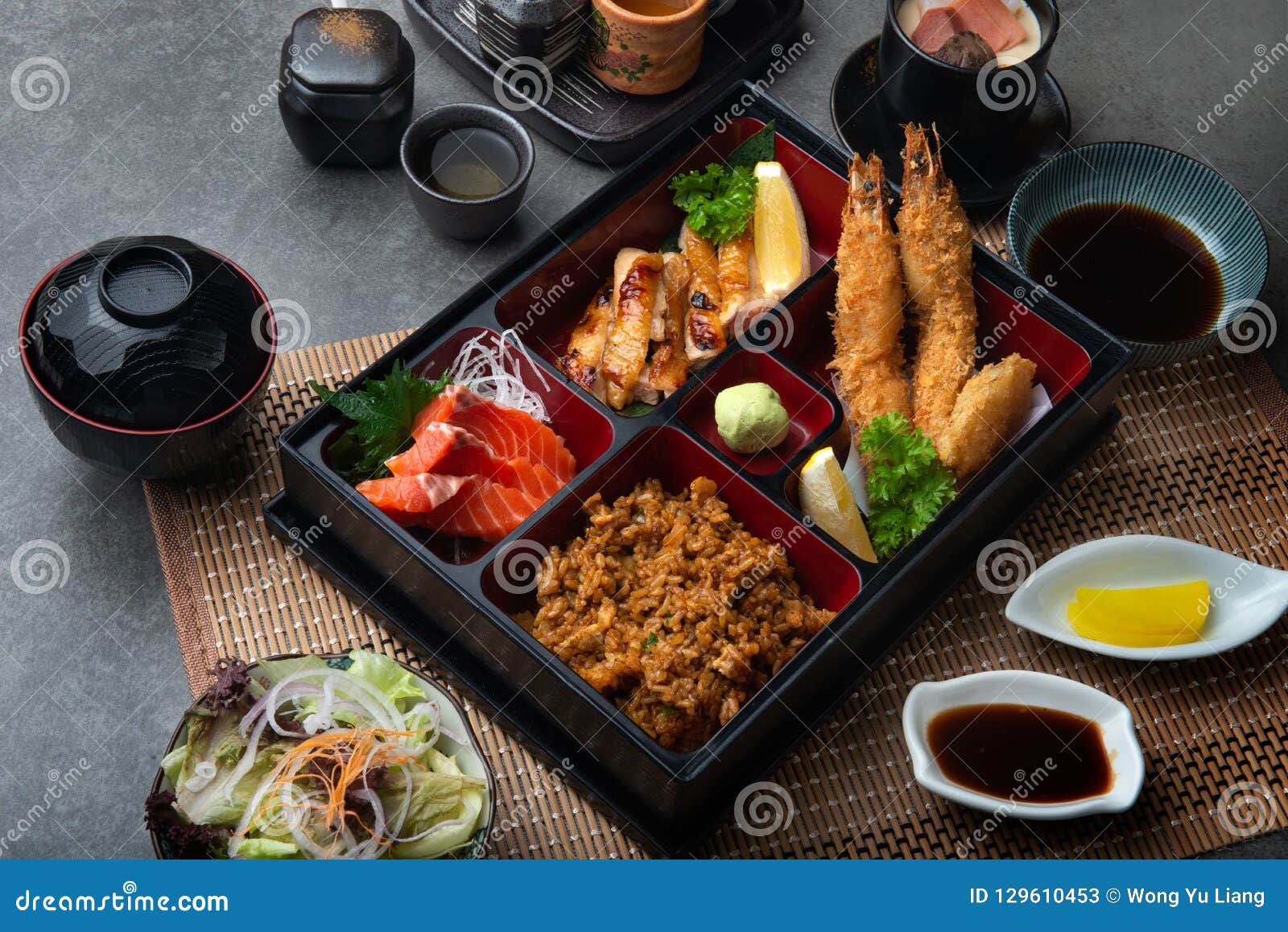 Japanese bento set stock image. Image of fresh, cuisine - 129610453