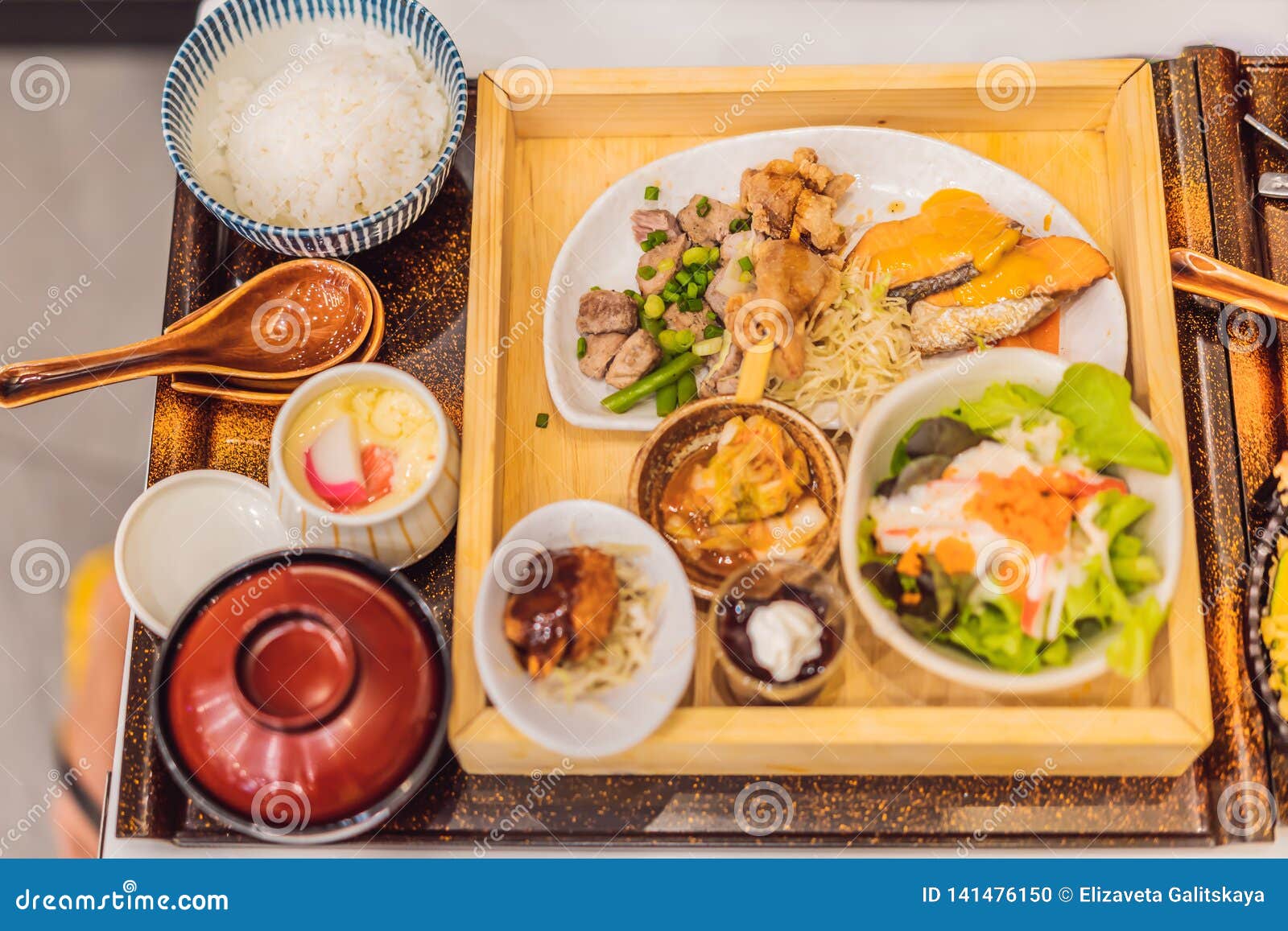 Japanese Bento Set. Food at a Japanese Restaurant Stock Photo - Image ...