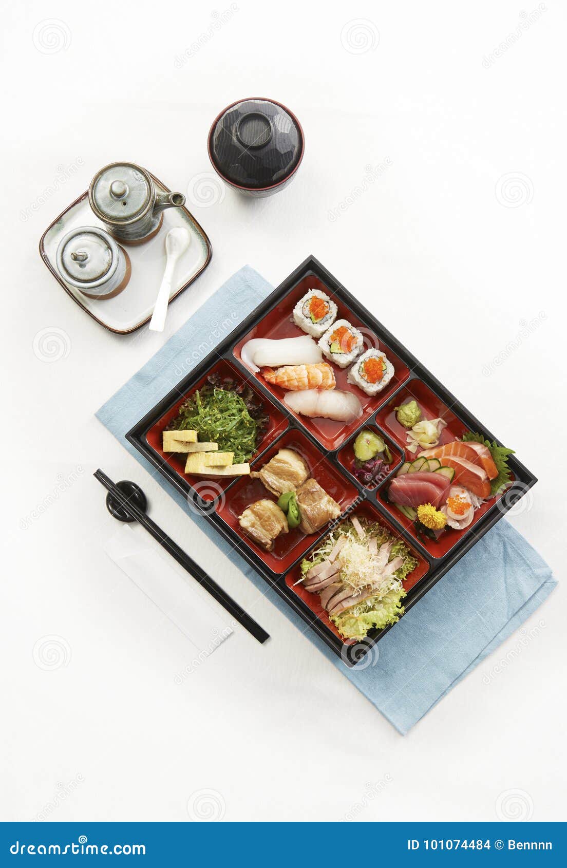 Japanese bento set stock photo. Image of japanese, vegetable - 101074484