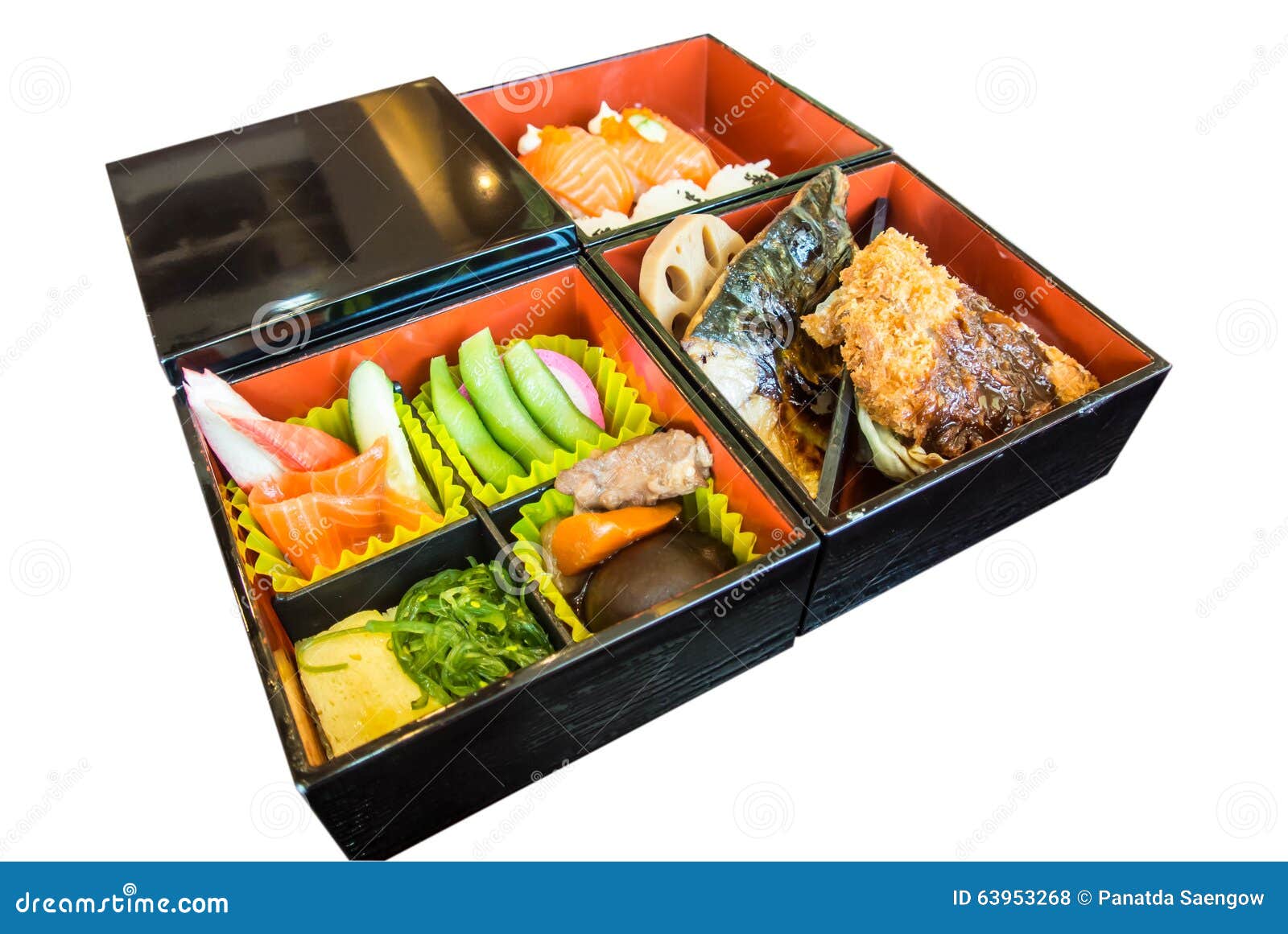 Japanese bento set on tray stock photo. Image of traditional - 63953268