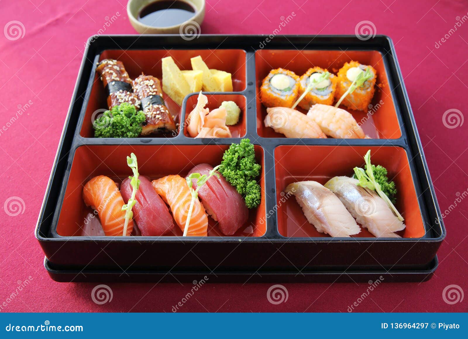Japanese Bento sushi set stock image. Image of black - 136964297