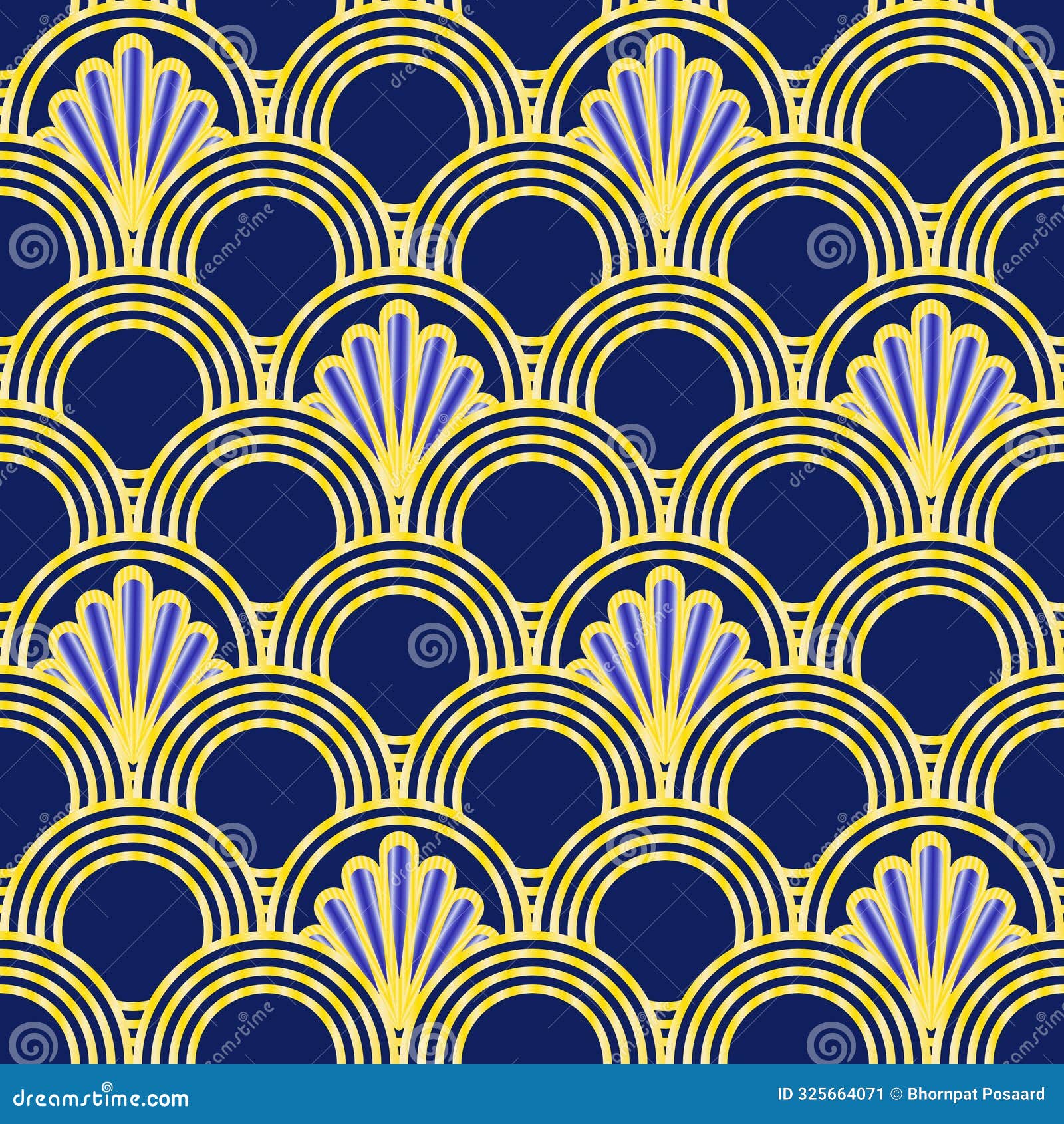 Japanese Blue Wave Wallpaper Seamless Pattern Stock Illustration ...