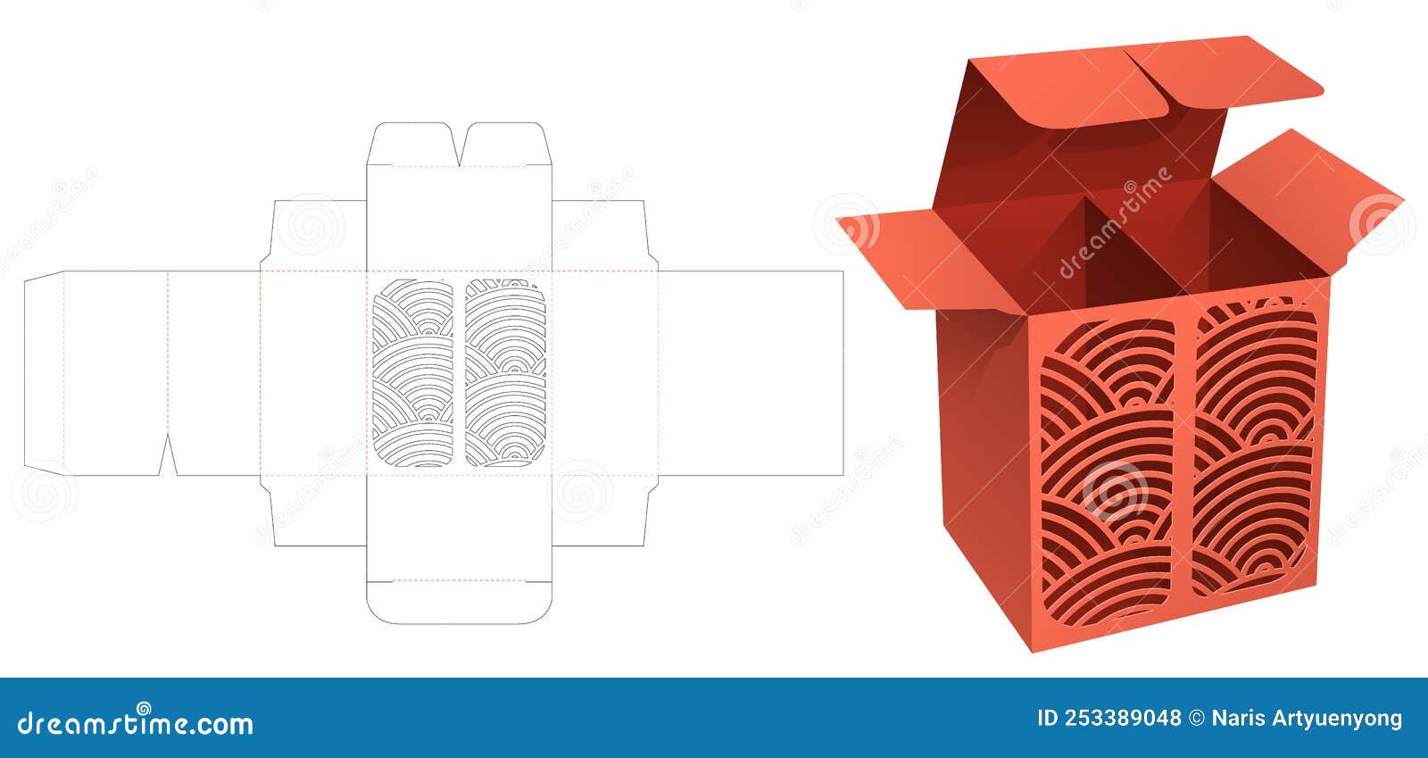 Japanese Box and Insert Partition Die Cut Template and 3D Mockup Stock ...