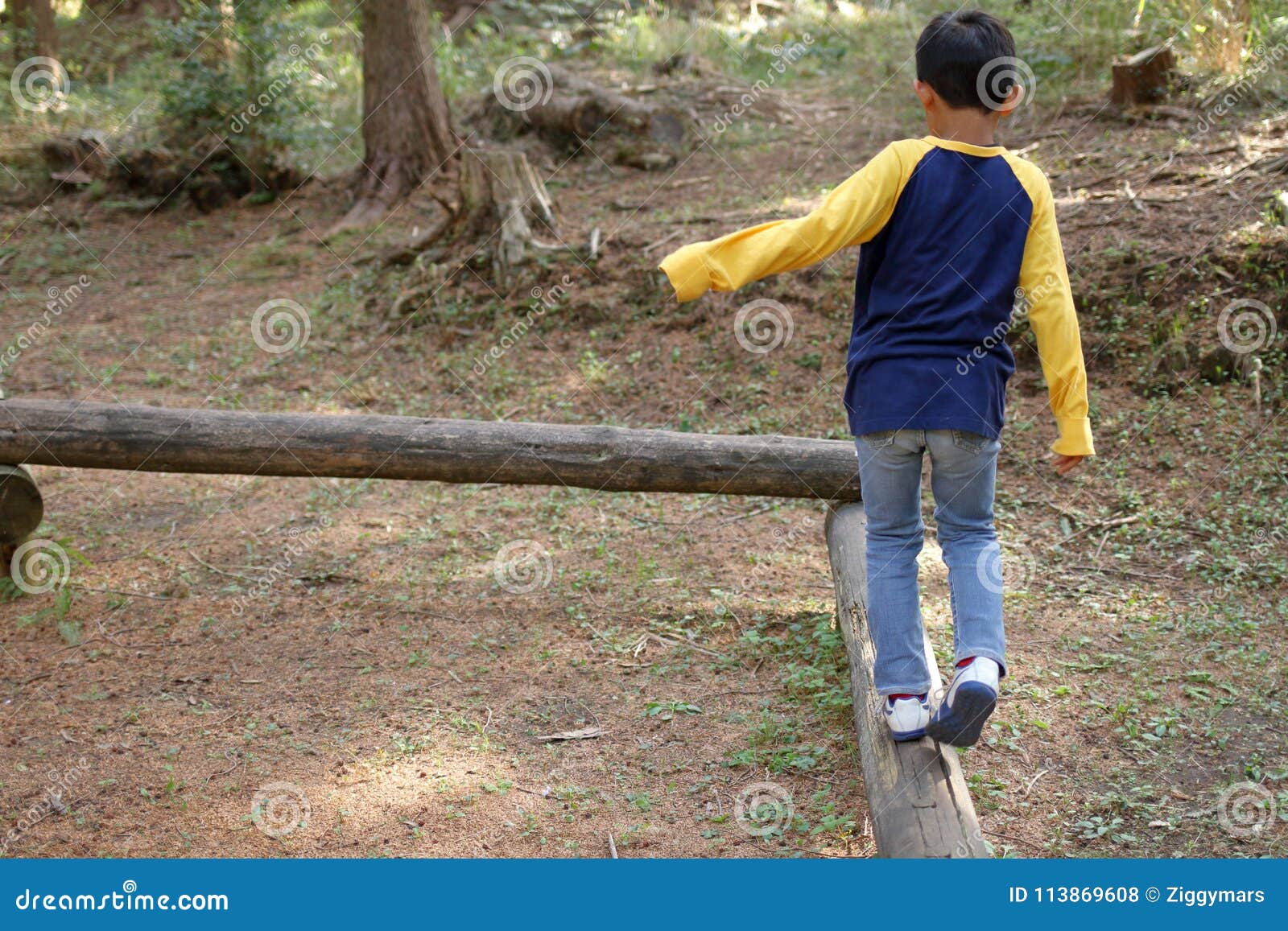 Japanese Boy on the Balance Beam Stock Photo - Image of field, people ...