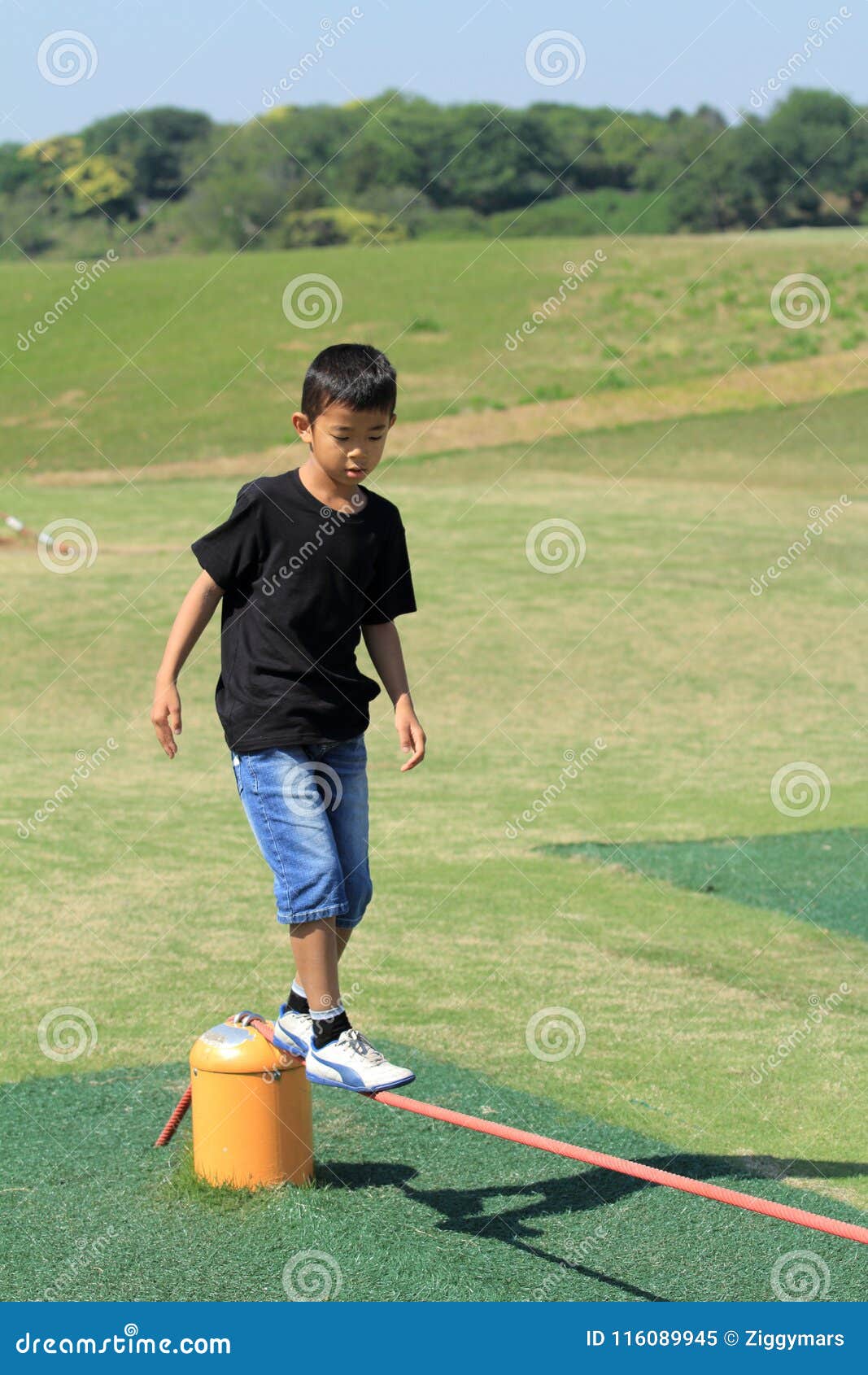 Japanese Boy on the Balance Beam Stock Image - Image of elementary ...