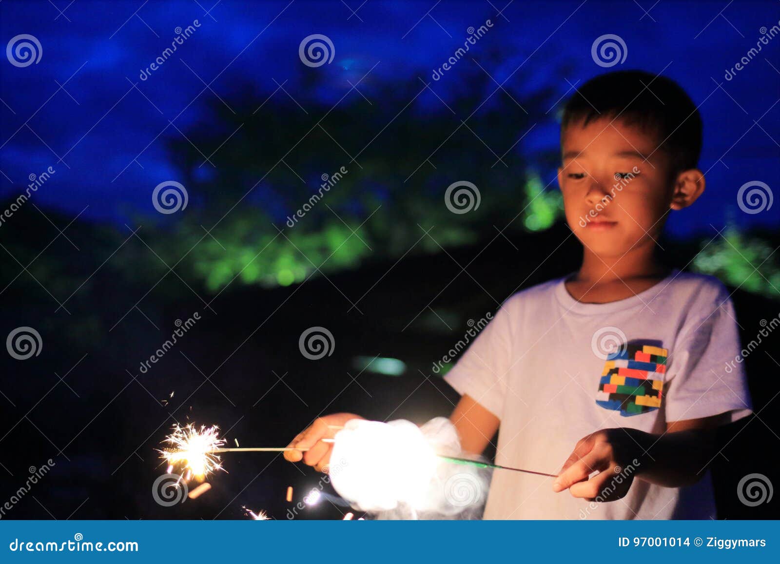 Japanese Boy Doing Handheld Fireworks Stock Photo - Image of consumer ...