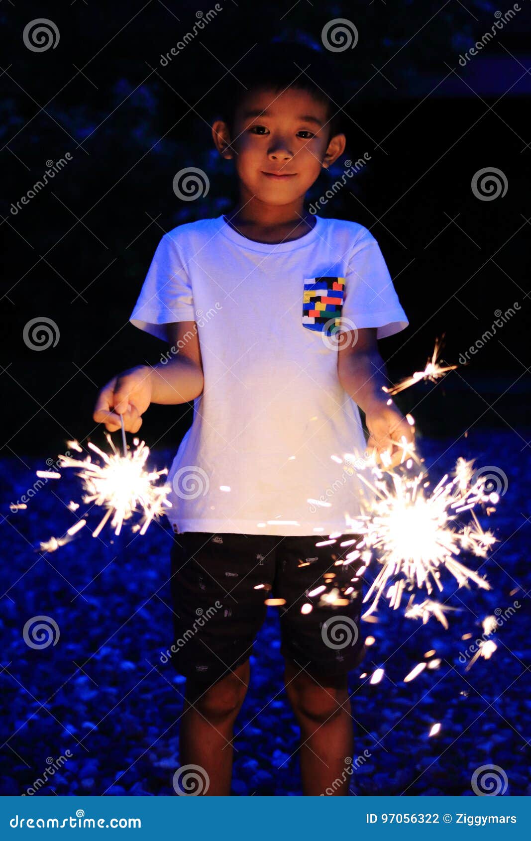 Japanese Boy Doing Handheld Fireworks Stock Photo - Image of student ...