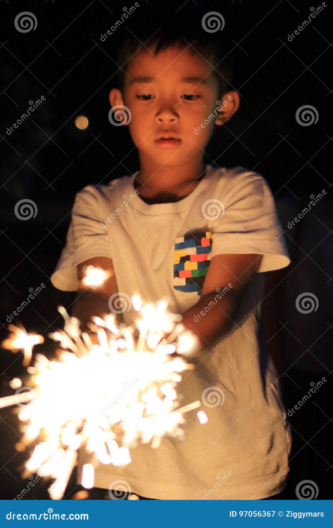 Japanese Boy Doing Handheld Fireworks Stock Image - Image of dark ...