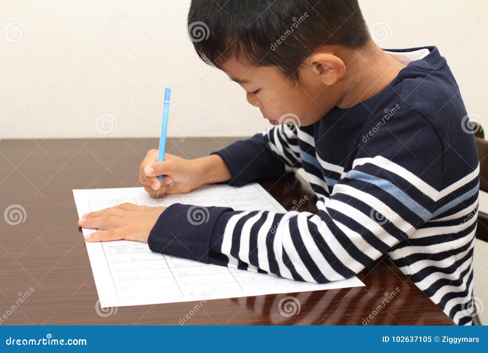Japanese Boy Doing Homework Stock Image - Image of ethnicity, person ...