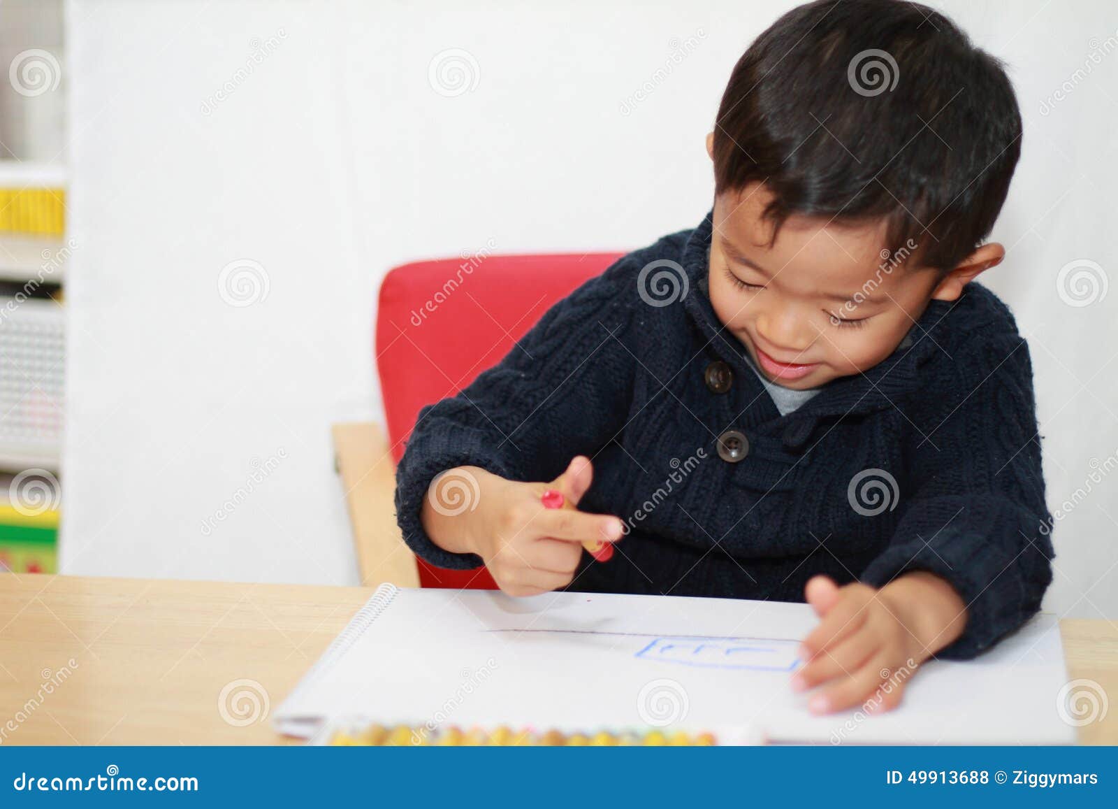Japanese Boy Drawing a Picture Stock Photo - Image of young, years ...