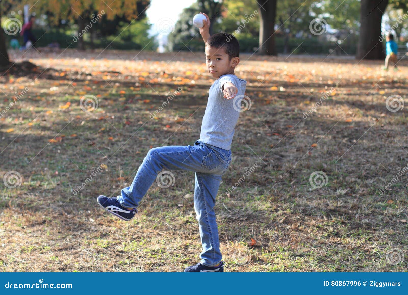 Japanese boy playing catch stock photo. Image of grader - 80867996