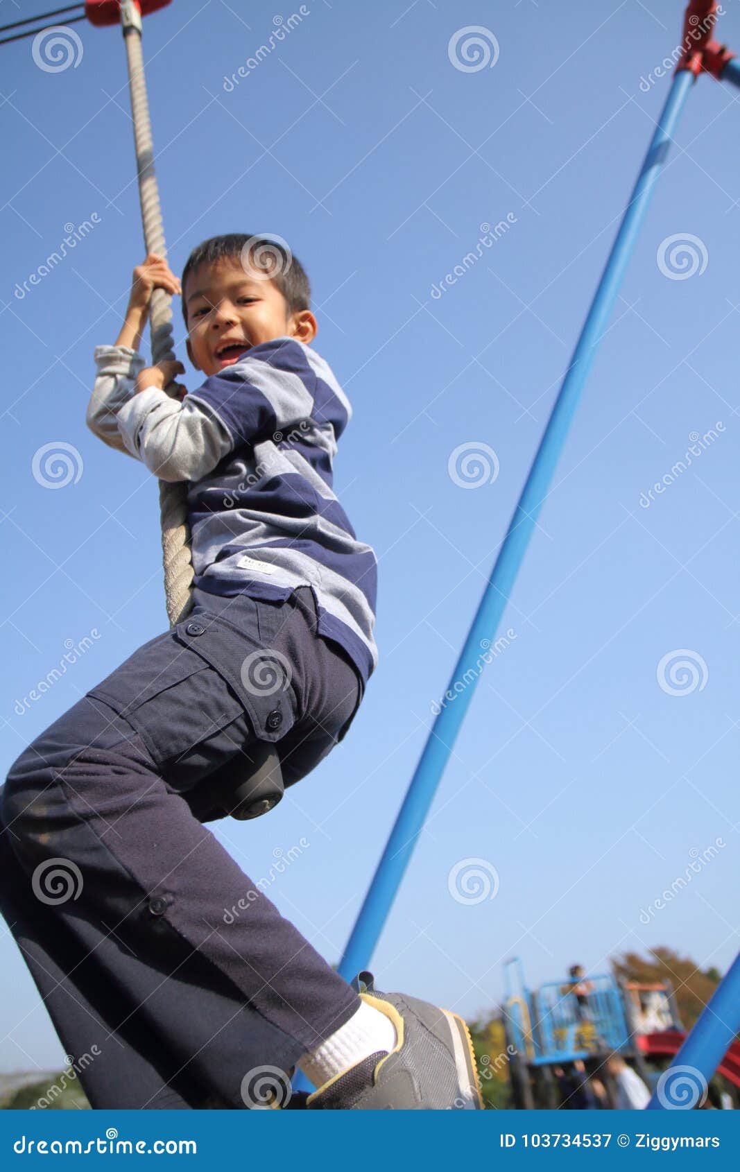 Japanese Boy Playing with Flying Fox Stock Image - Image of athletic ...