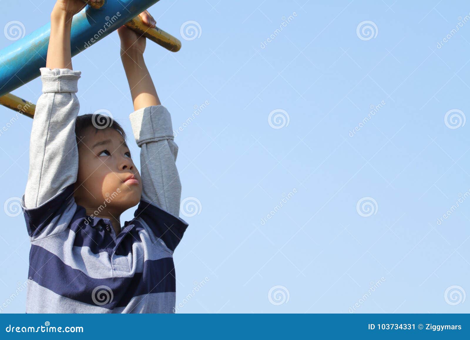 Japanese Boy Playing with a Monkey Bars Stock Image - Image of overhead ...