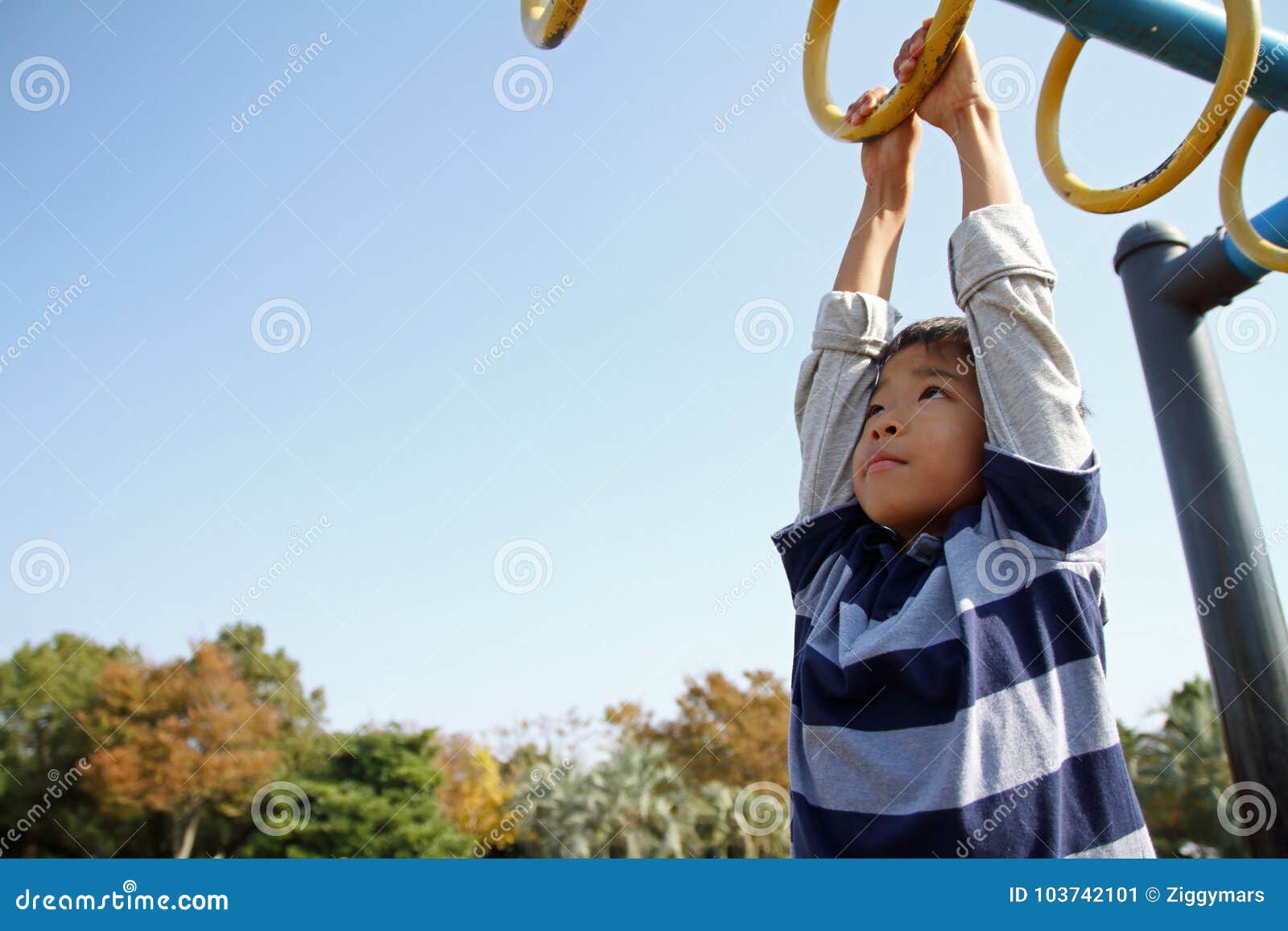 Japanese Boy Playing with a Monkey Bars Stock Image - Image of grader ...