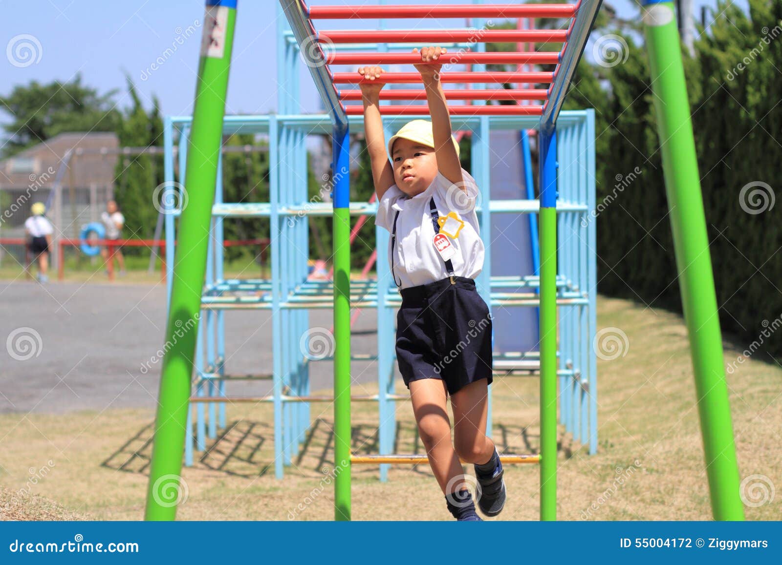 Japanese Boy Playing with a Monkey Bars Stock Photo - Image of clear ...