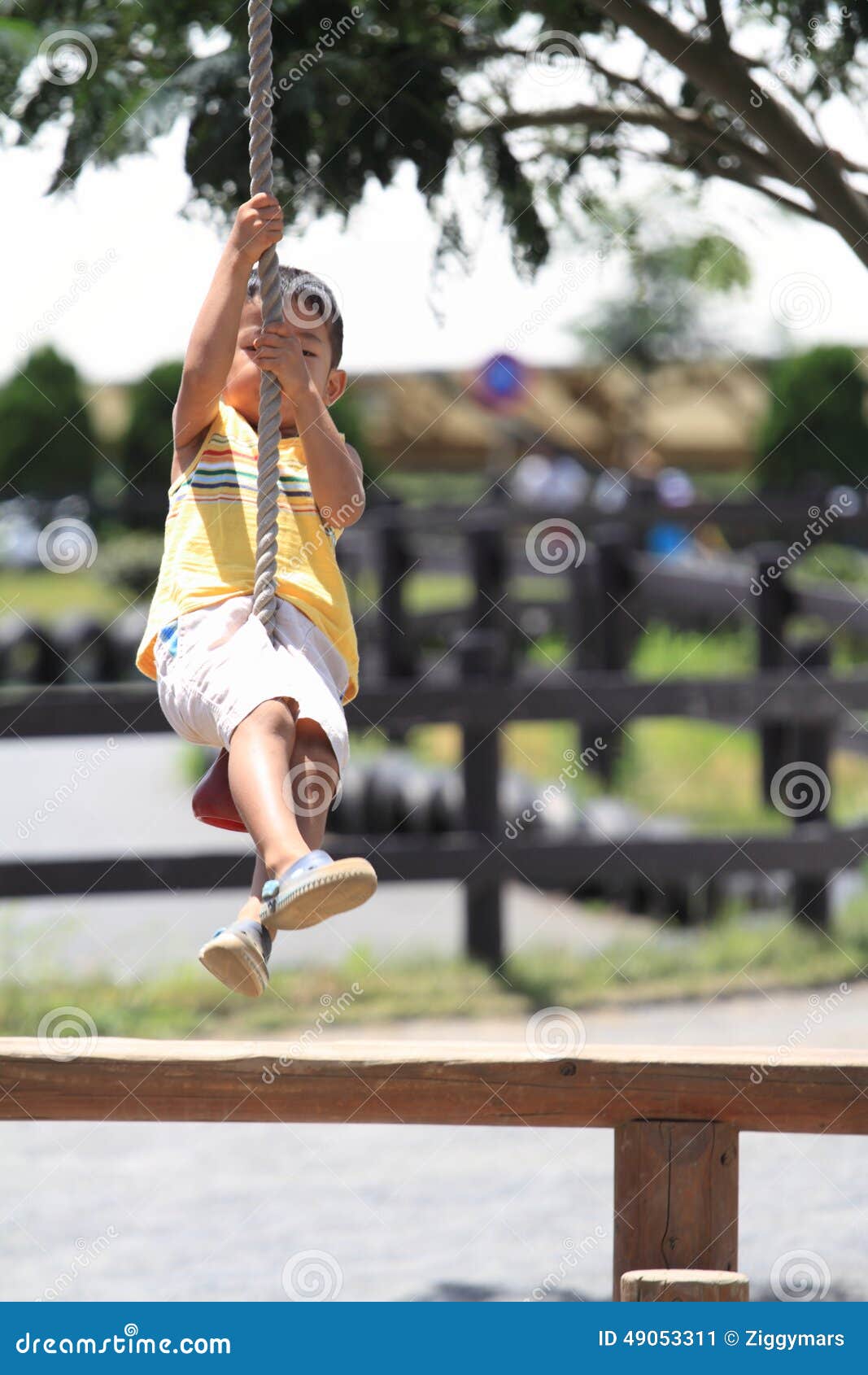 Japanese Boy Playing with Tarzan Rope Stock Image - Image of play, four ...