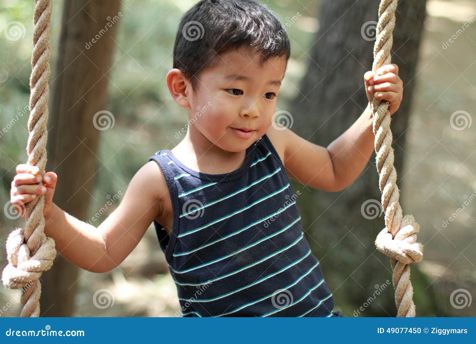 Japanese Boy Playing with Tightrope Stock Photo - Image of play, rope ...