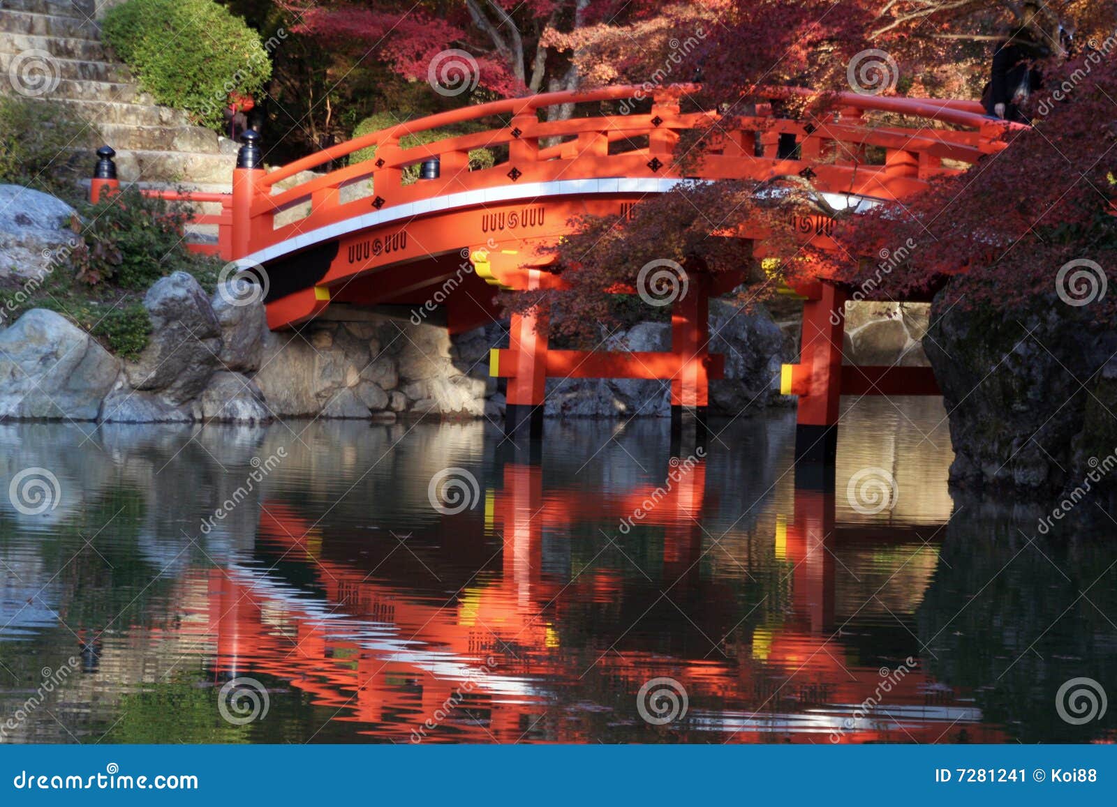 Japanese bridge in fall stock image. Image of temple, architecture ...