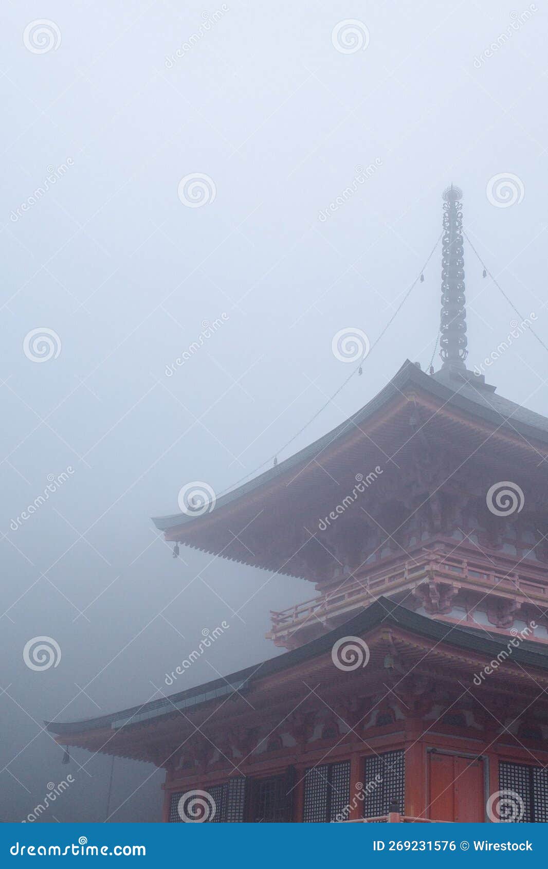 Japanese Buddhist Temple in a Fog Stock Photo - Image of mist, japanese ...