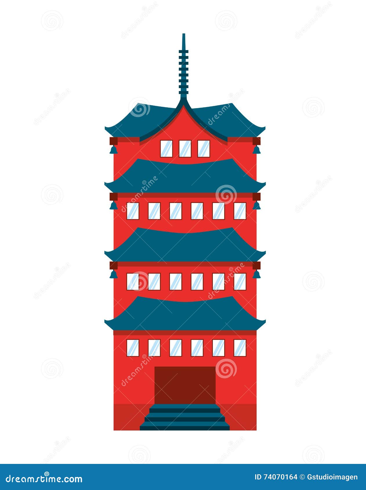Japanese Building Isolated Icon Design Stock Illustration ...