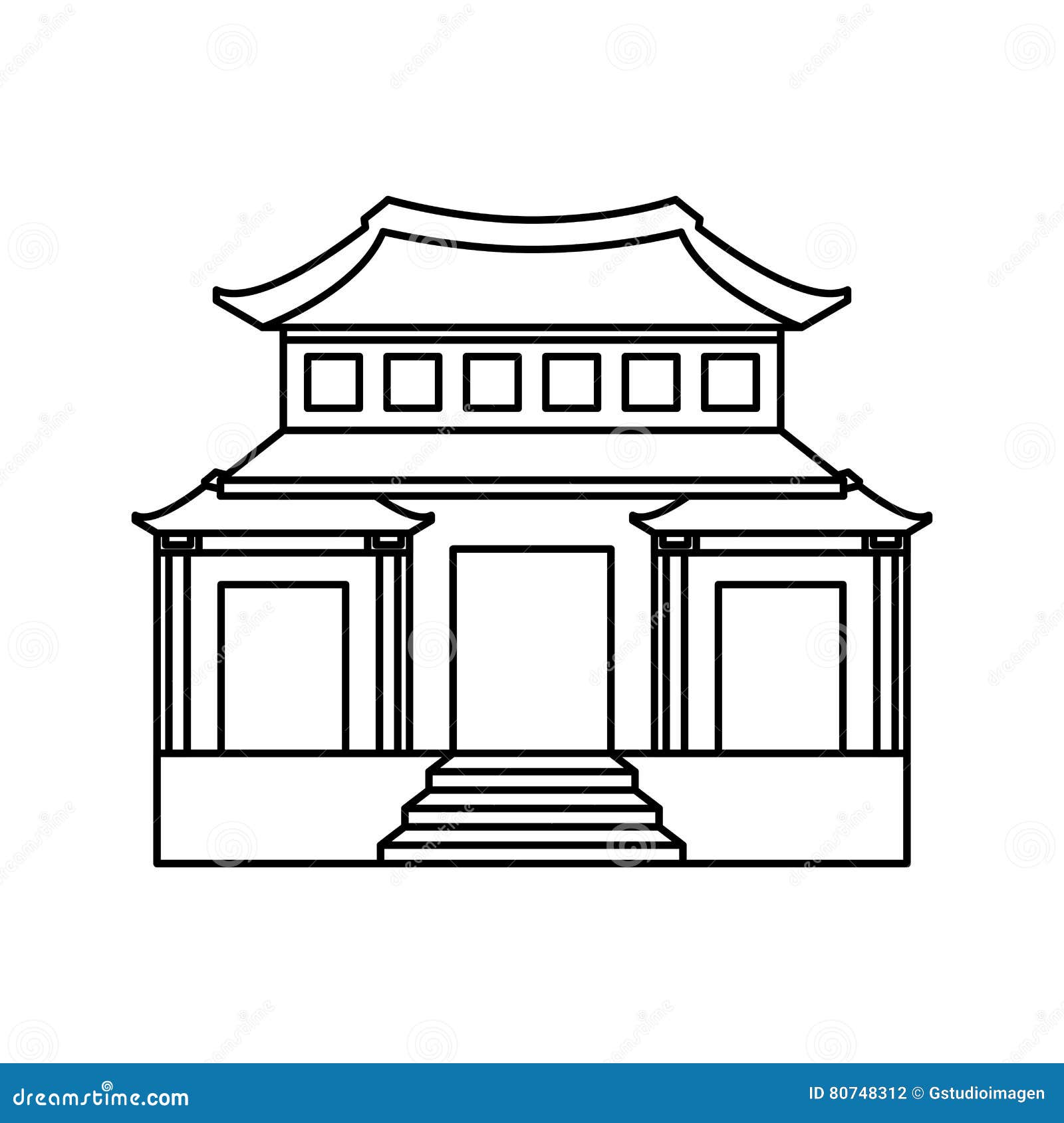 Japanese Building Isolated Icon Stock Vector - Illustration of isolated ...