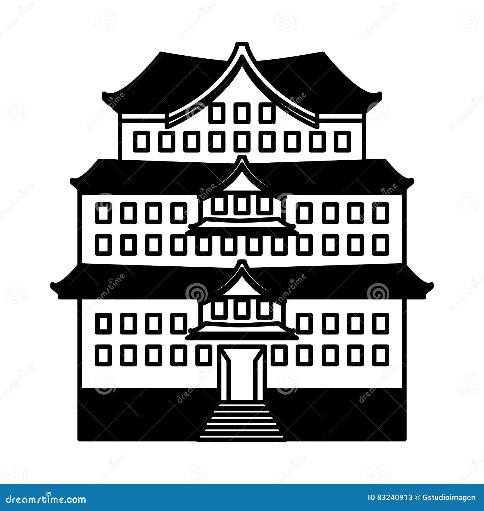 Japanese Building Traditional Icon Stock Illustration - Illustration of ...