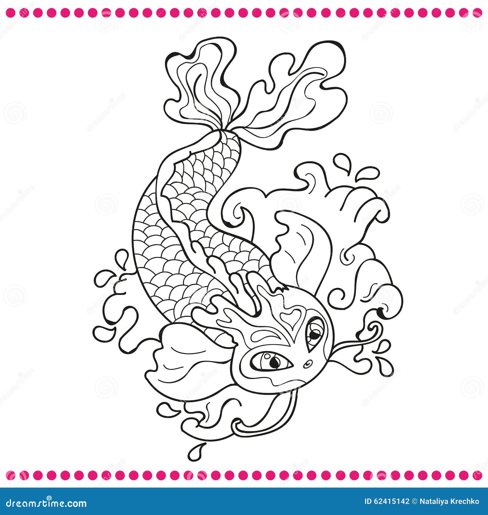 Japanese Carp - Line Drawing Vector Image | CartoonDealer.com #62415142