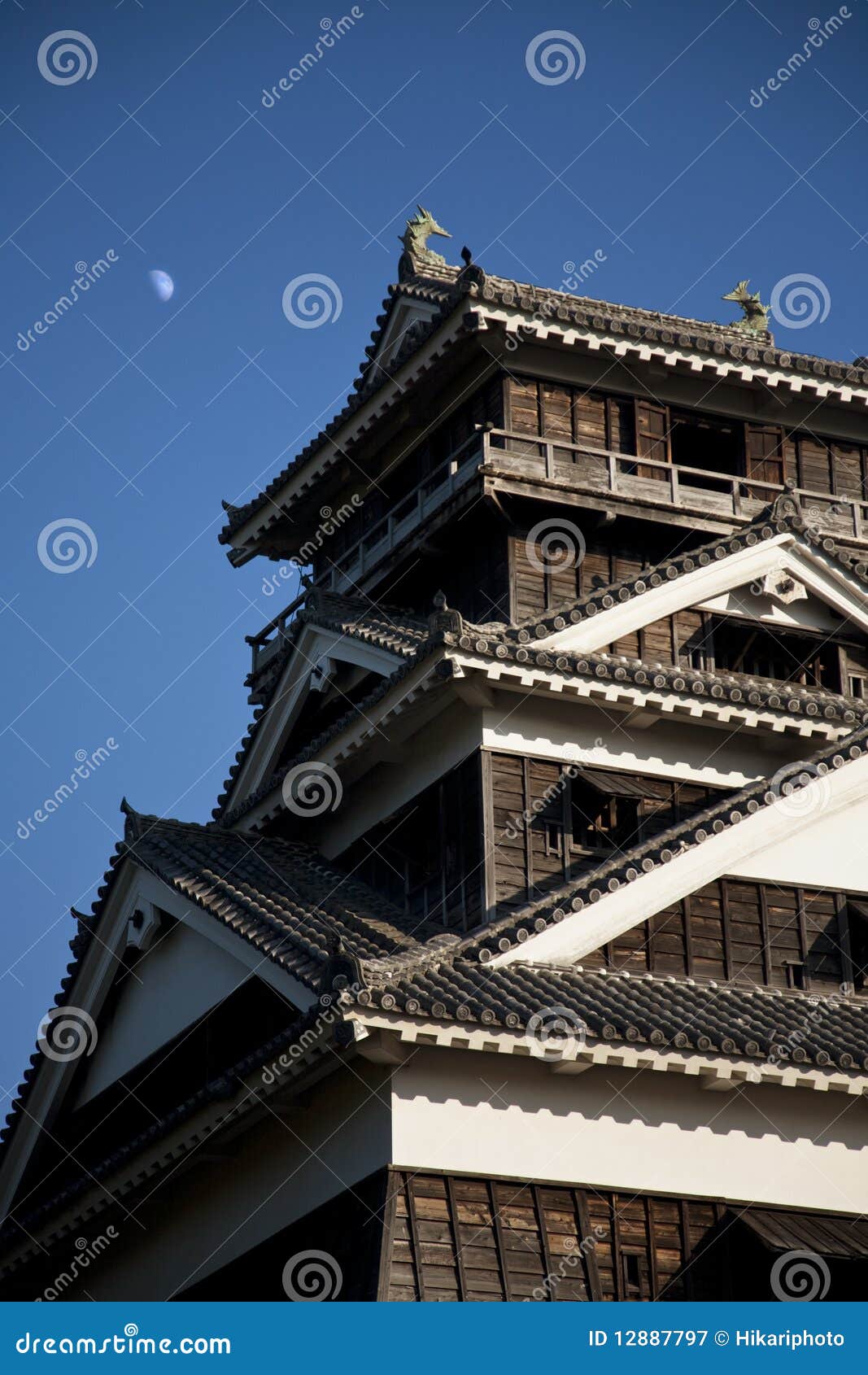Japanese castle stock image. Image of farming, moon, environment - 12887797