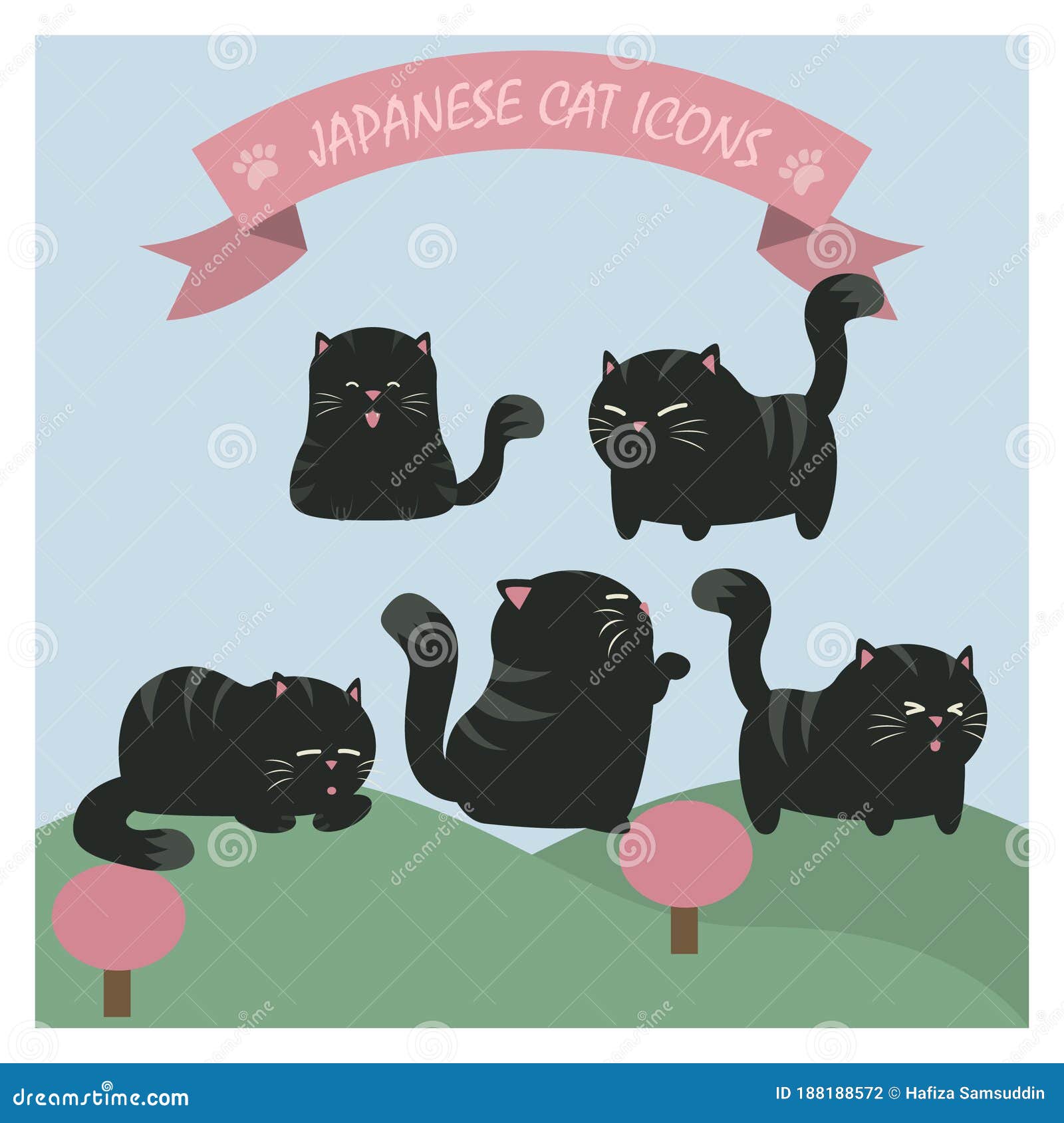 Japanese Cat Icons. Vector Illustration Decorative Design Stock Vector ...